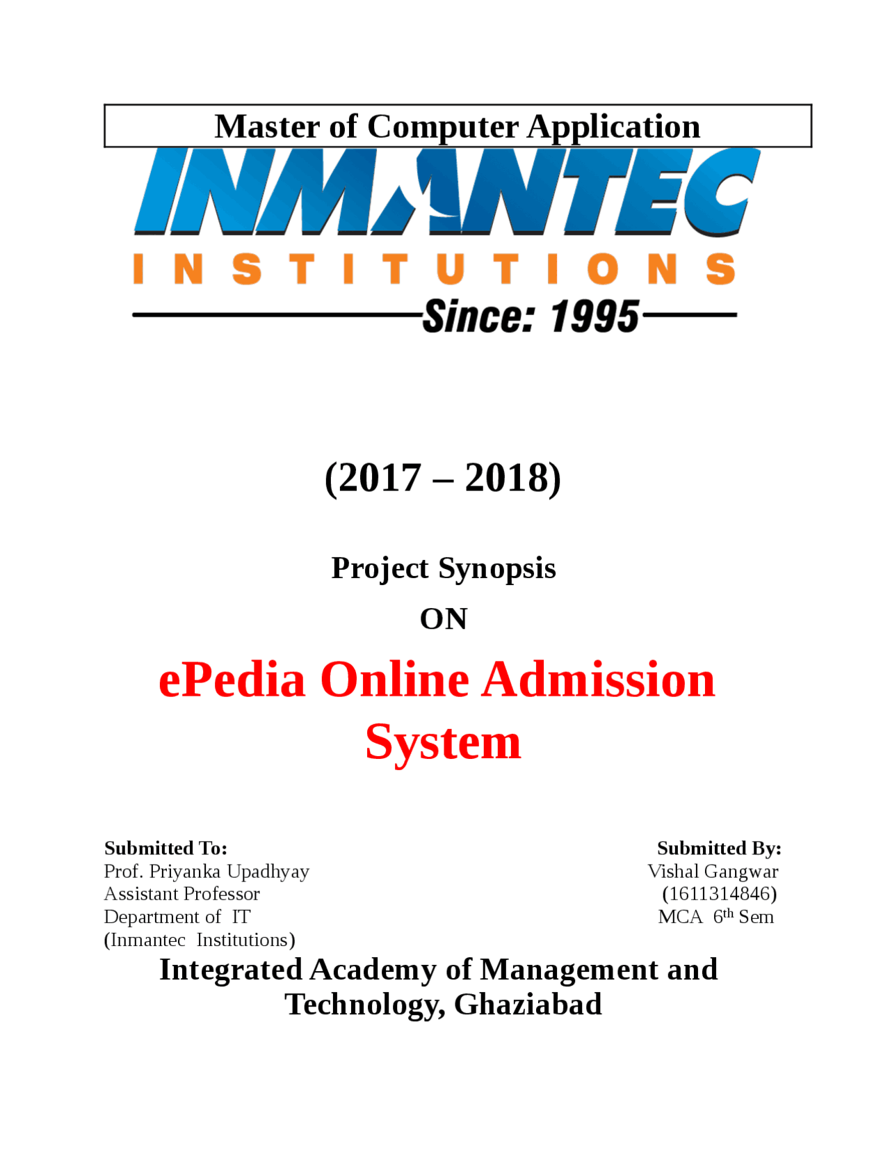 Major project Synopsis Report - Docsity