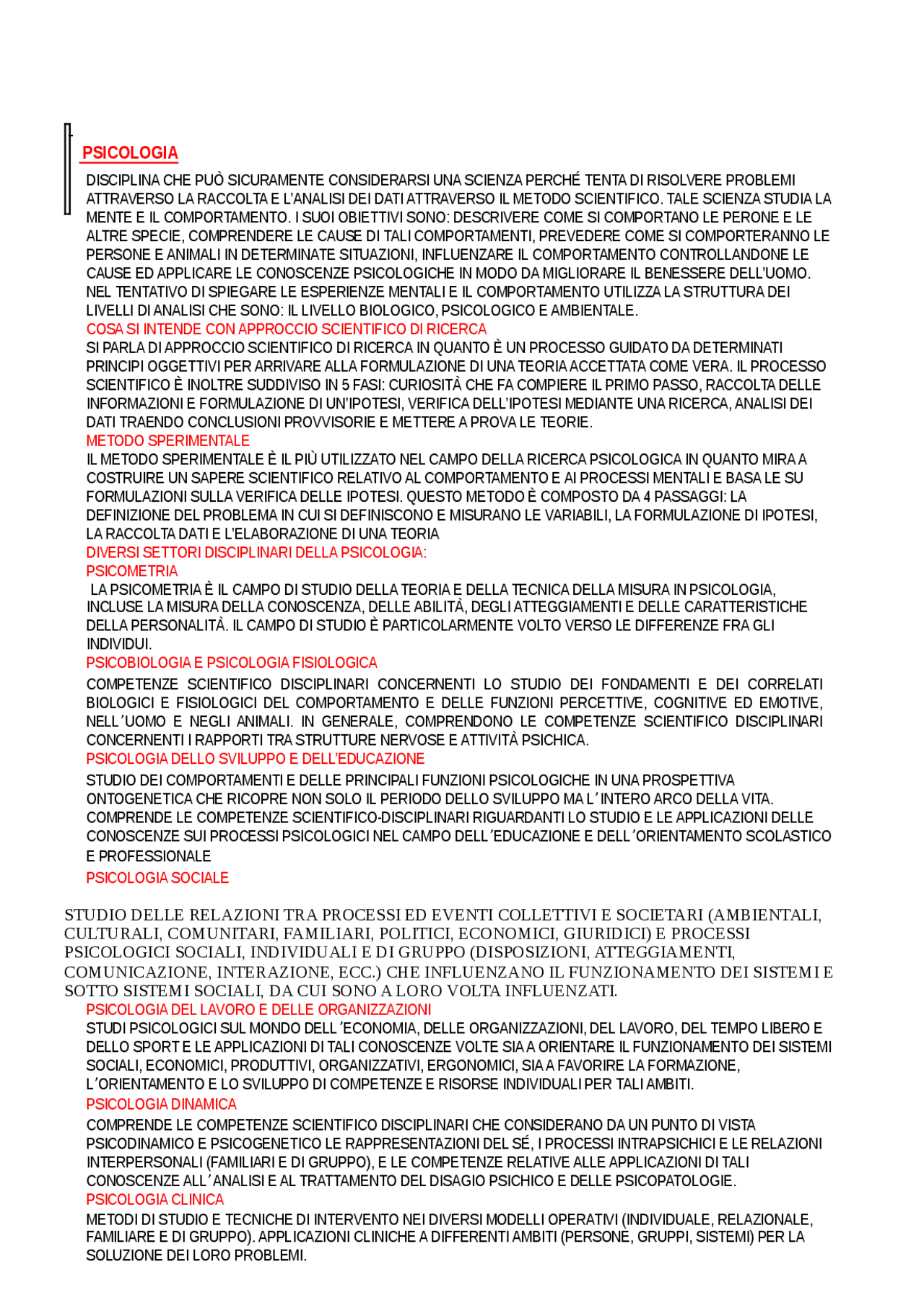 Psicologia Generale Docsity
