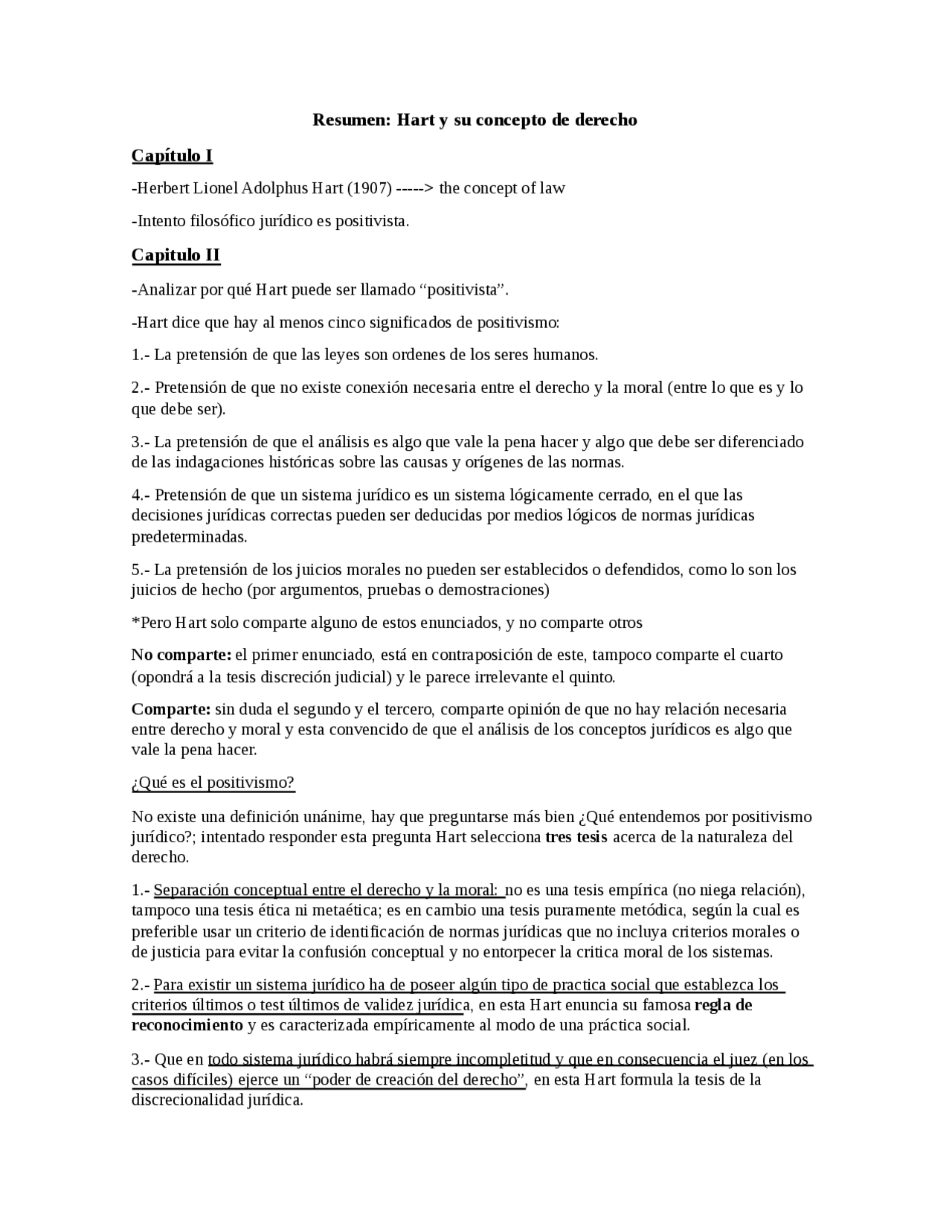 Hart y su concepto de derecho - Docsity