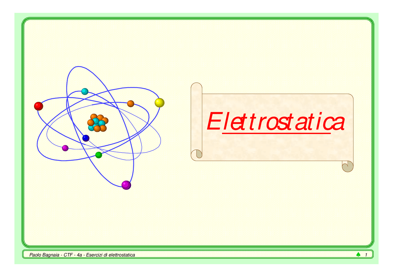 ESERCIZI E APPELLI ELETTROSTATICA - Docsity