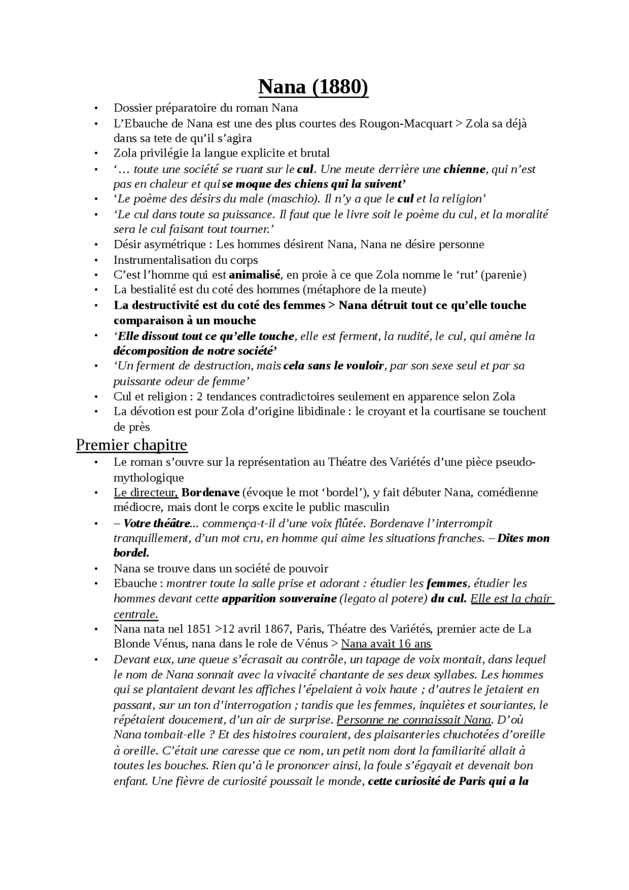 Nana Zola Riassunto Docsity