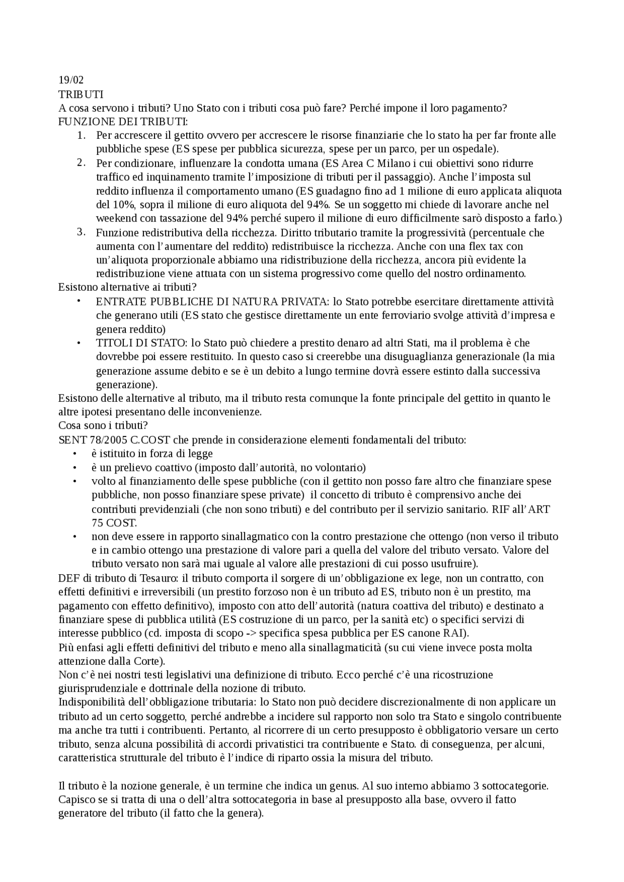 Diritto tributario parte generale e speciale - Docsity