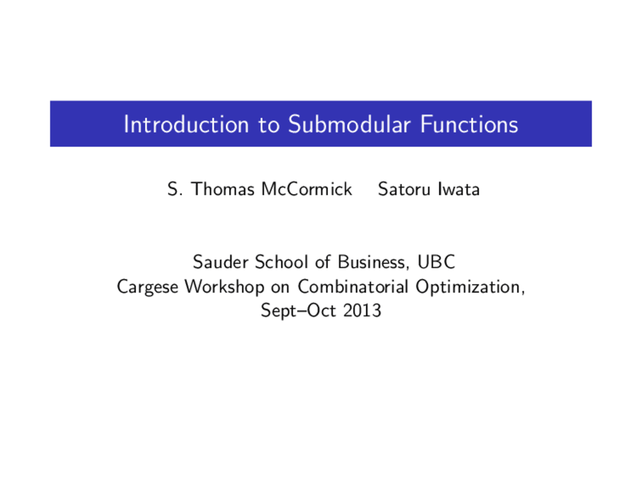 Submodular Functions And Their Applications Docsity
