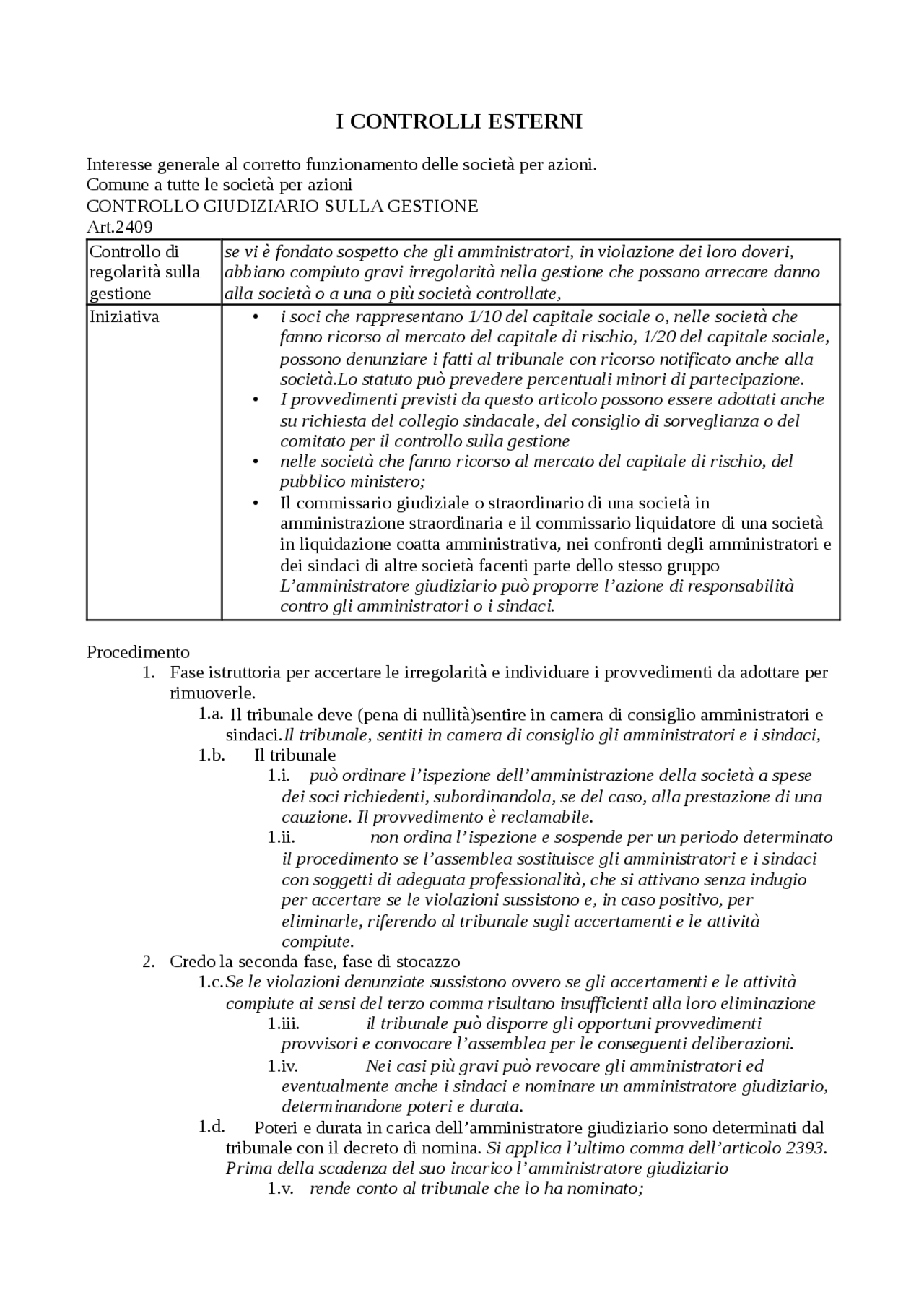 Controlli Esterni Riassunto Diritto Commerciale Docsity