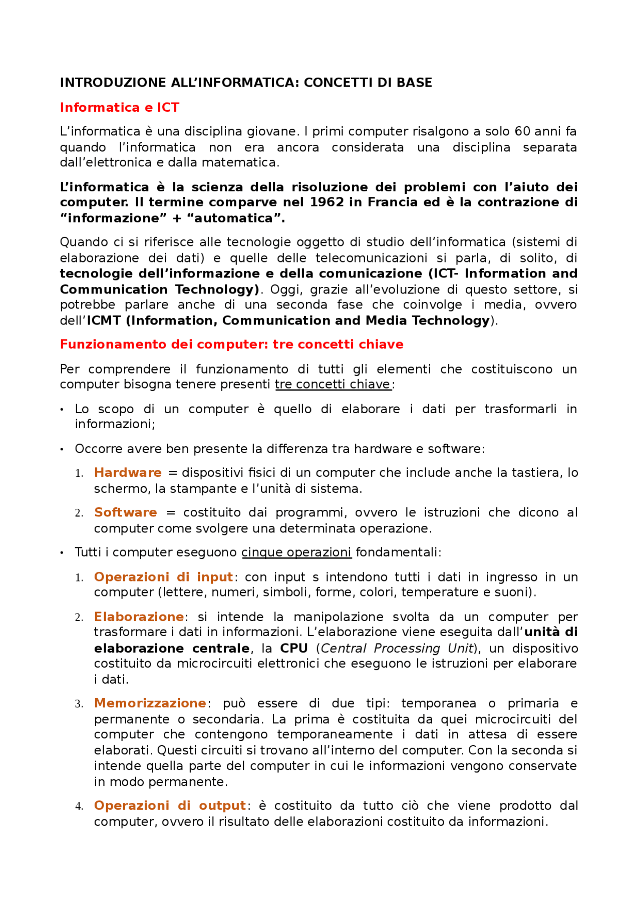 Informatica Ict Unicatt Docsity