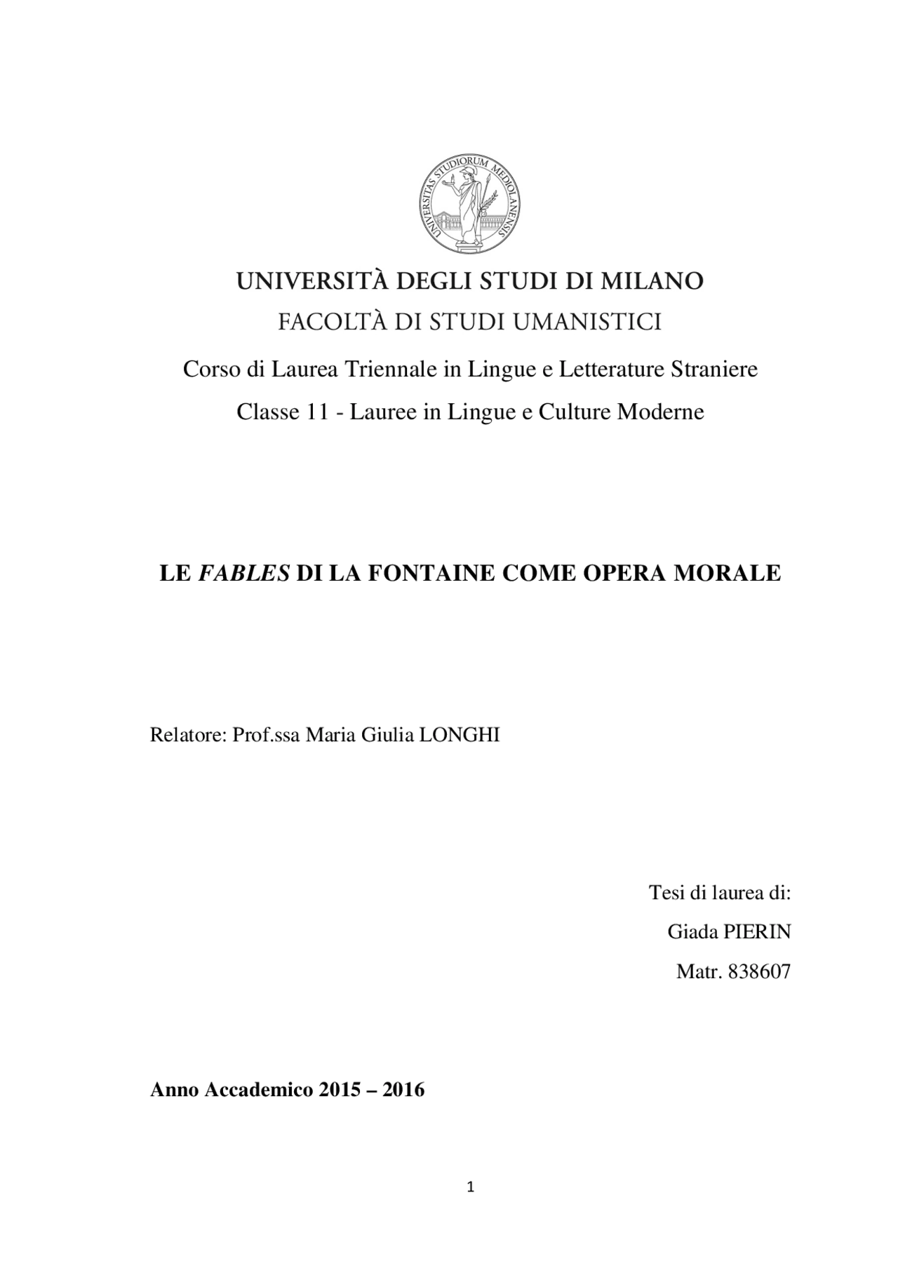 Le Favole Di La Fontaine Come Opera Morale Docsity