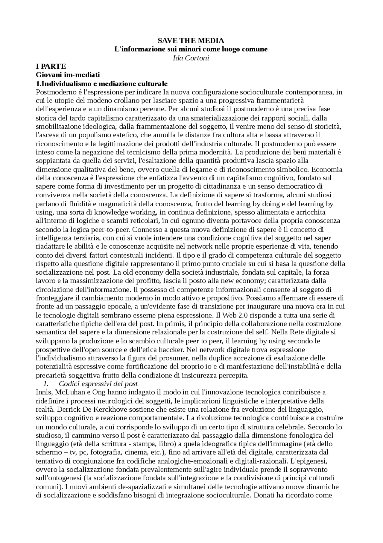 Save The Media Riassunto Docsity