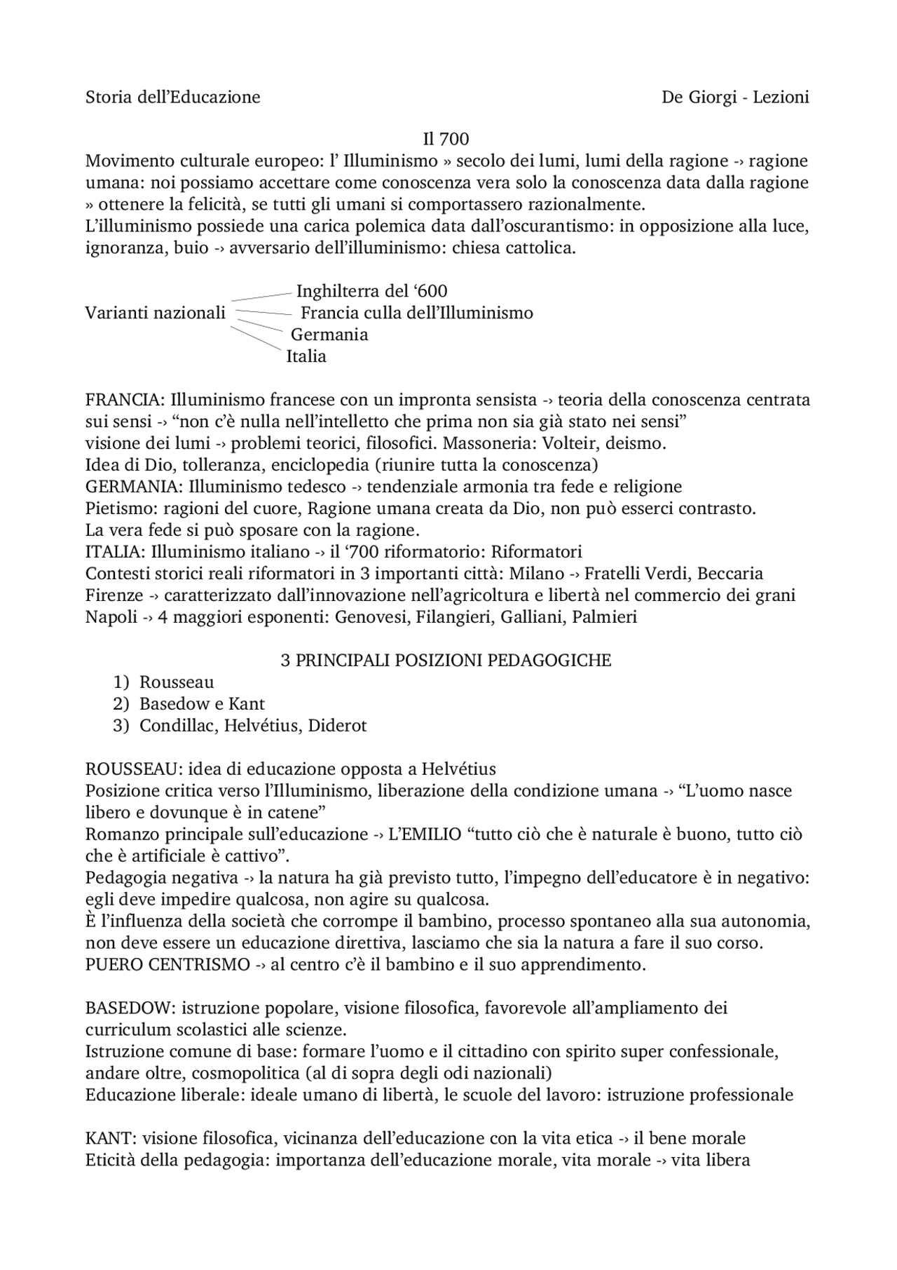 Storia Delleducazione De Giorgi Schemi E Mappe Concettuali Di Storia