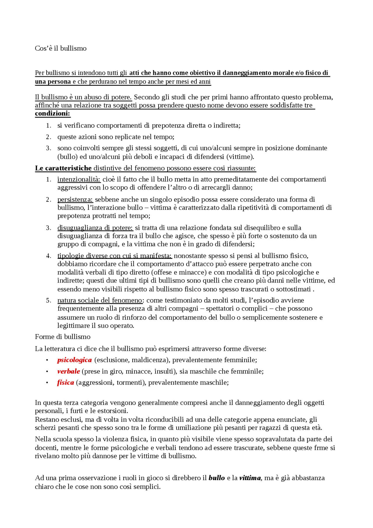 Bullismo E Cyberbullismo Docsity