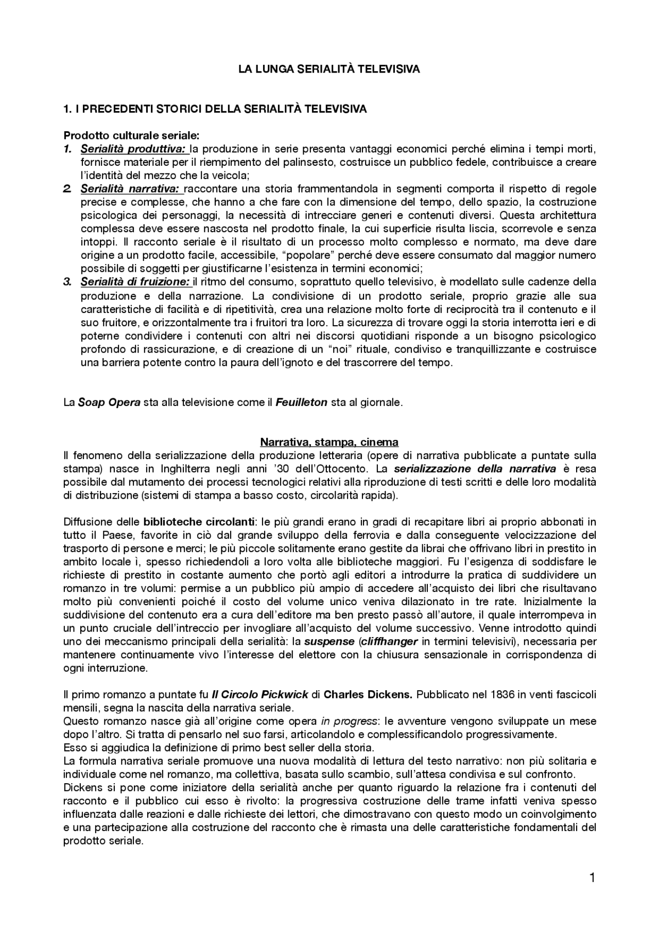 La Lunga SerialitÀ Televisiva Riassunto Sintesi Del Corso Di Teorie