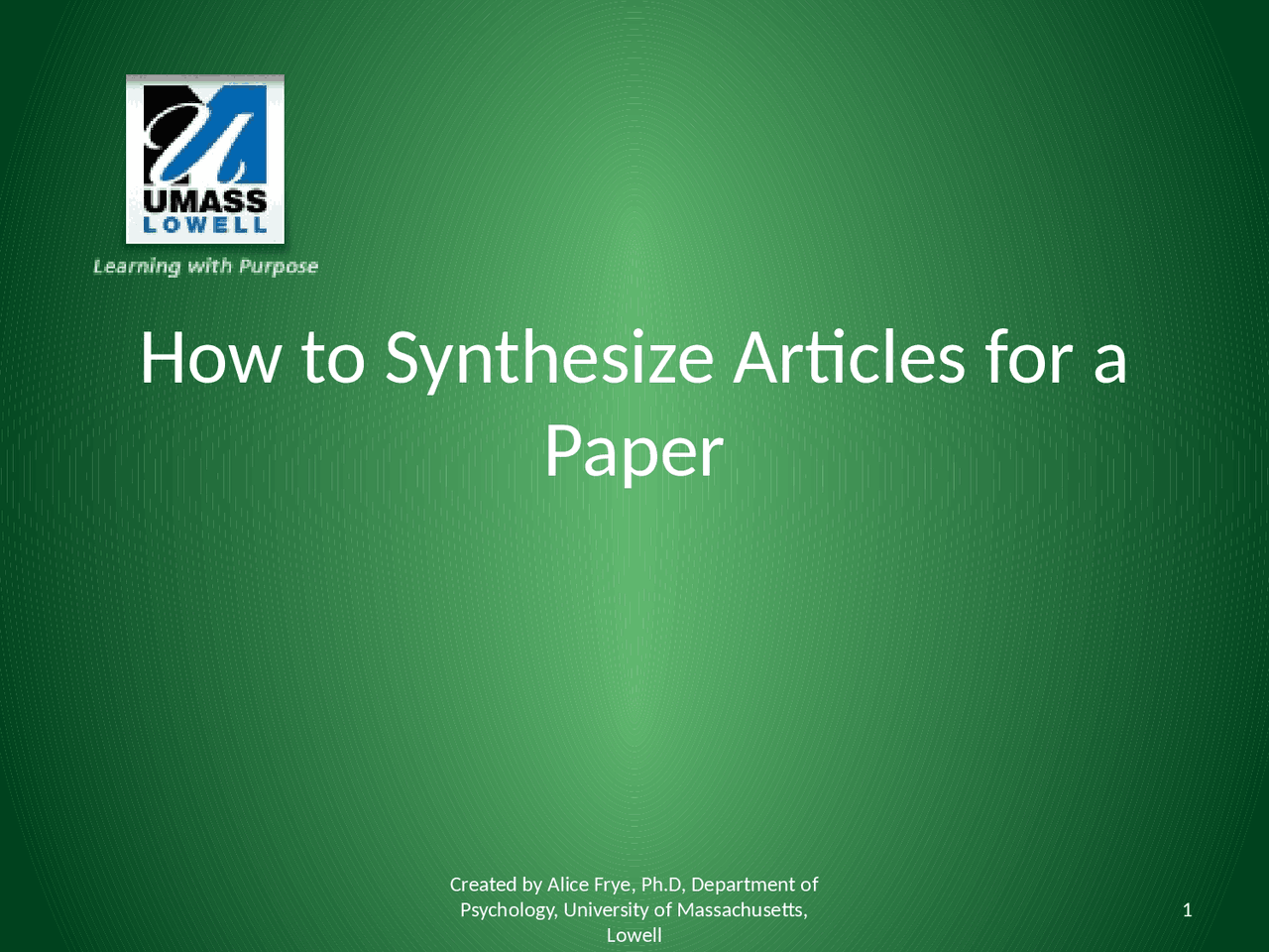 How to Synthesize Articles for a Paper - Docsity