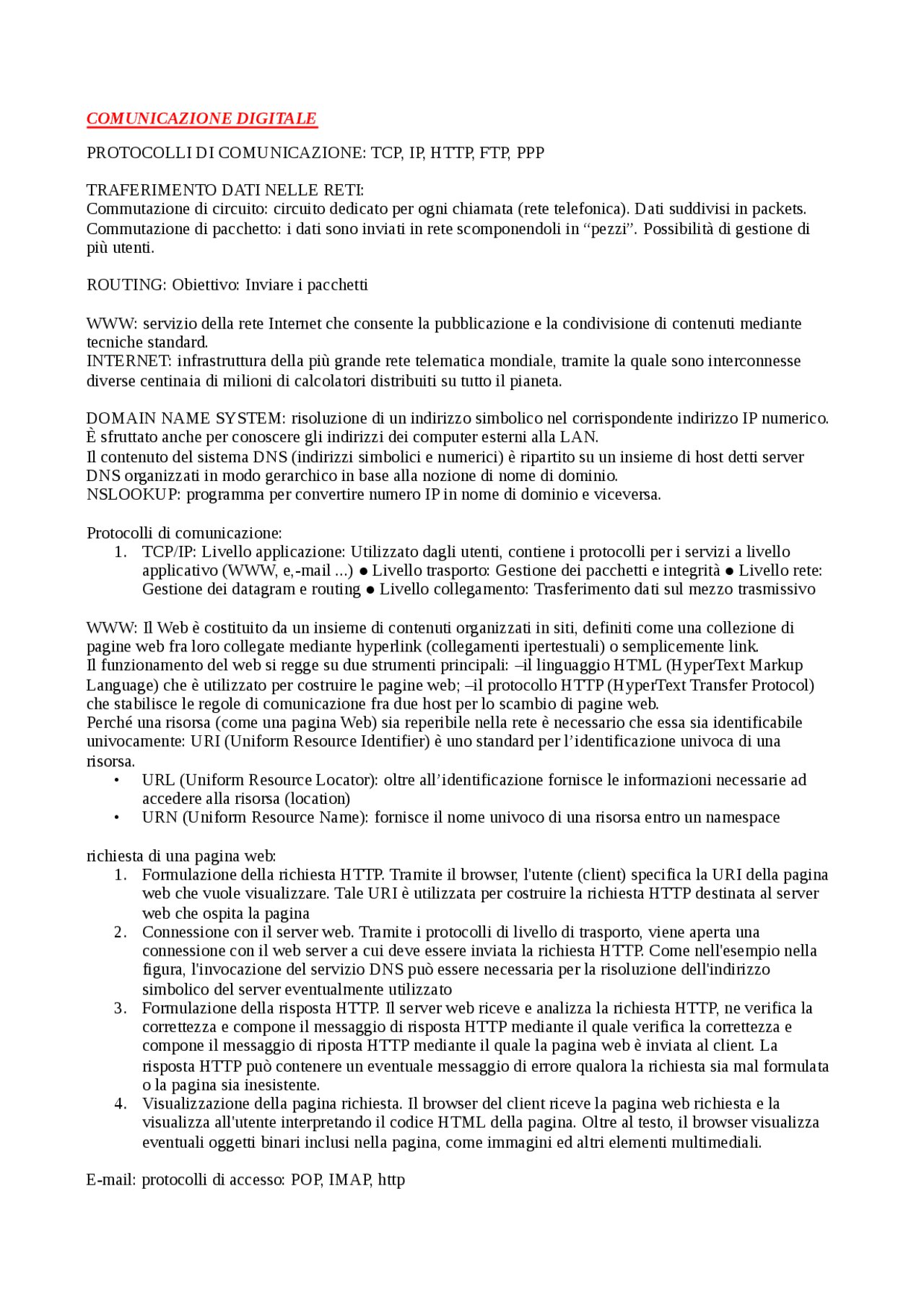 Comunicazione Digitale Docsity