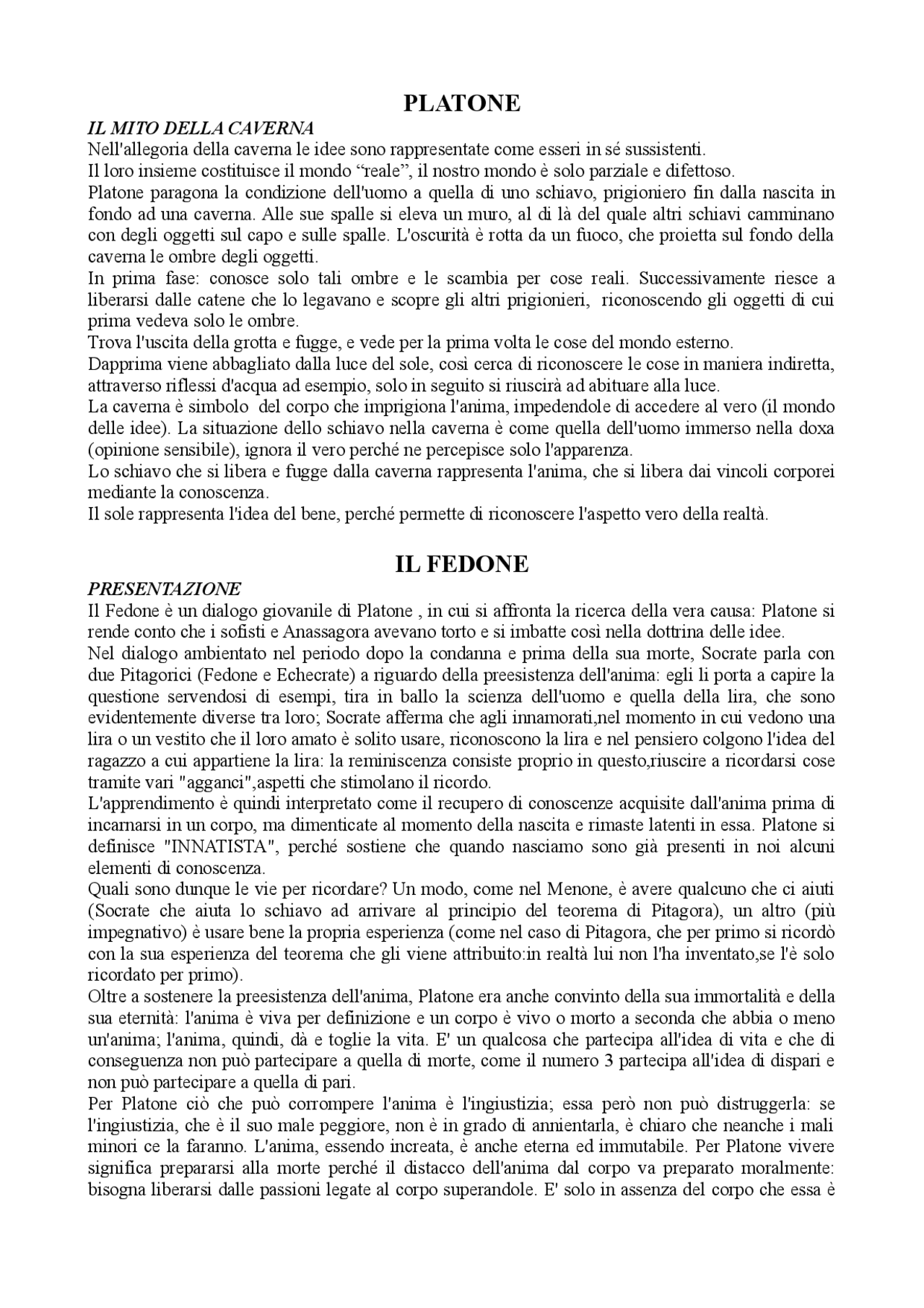 Il Fedone Opera Di Platone Docsity