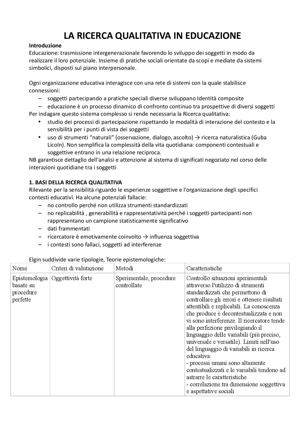 La Ricerca Qualitativa In Educazione Docsity