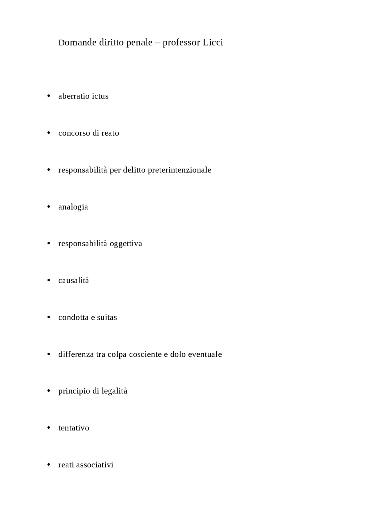Domande Frequenti Diritto Penale Prof Licci Docsity