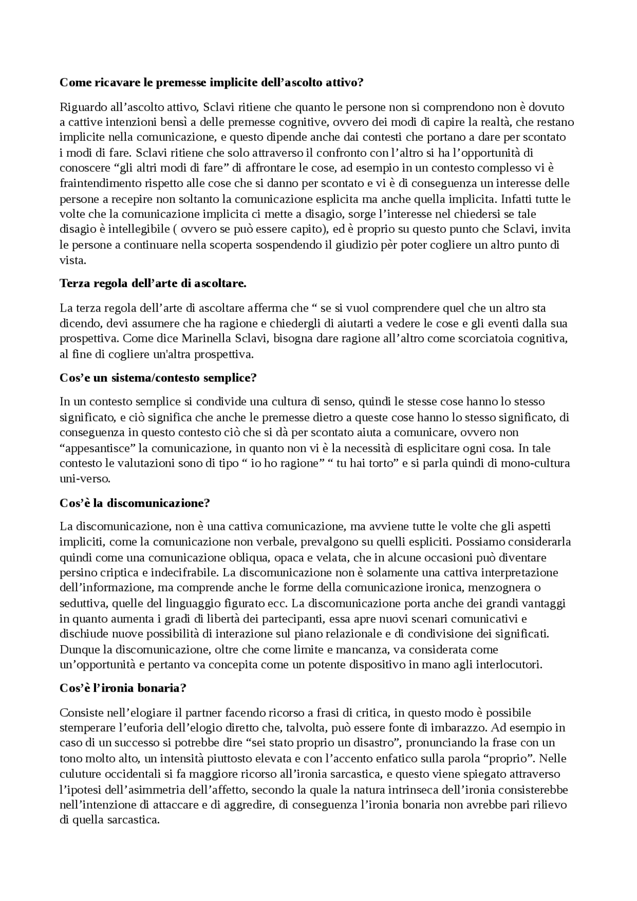 Riassunto E Domande Esame Dinamiche Comunicative Docsity