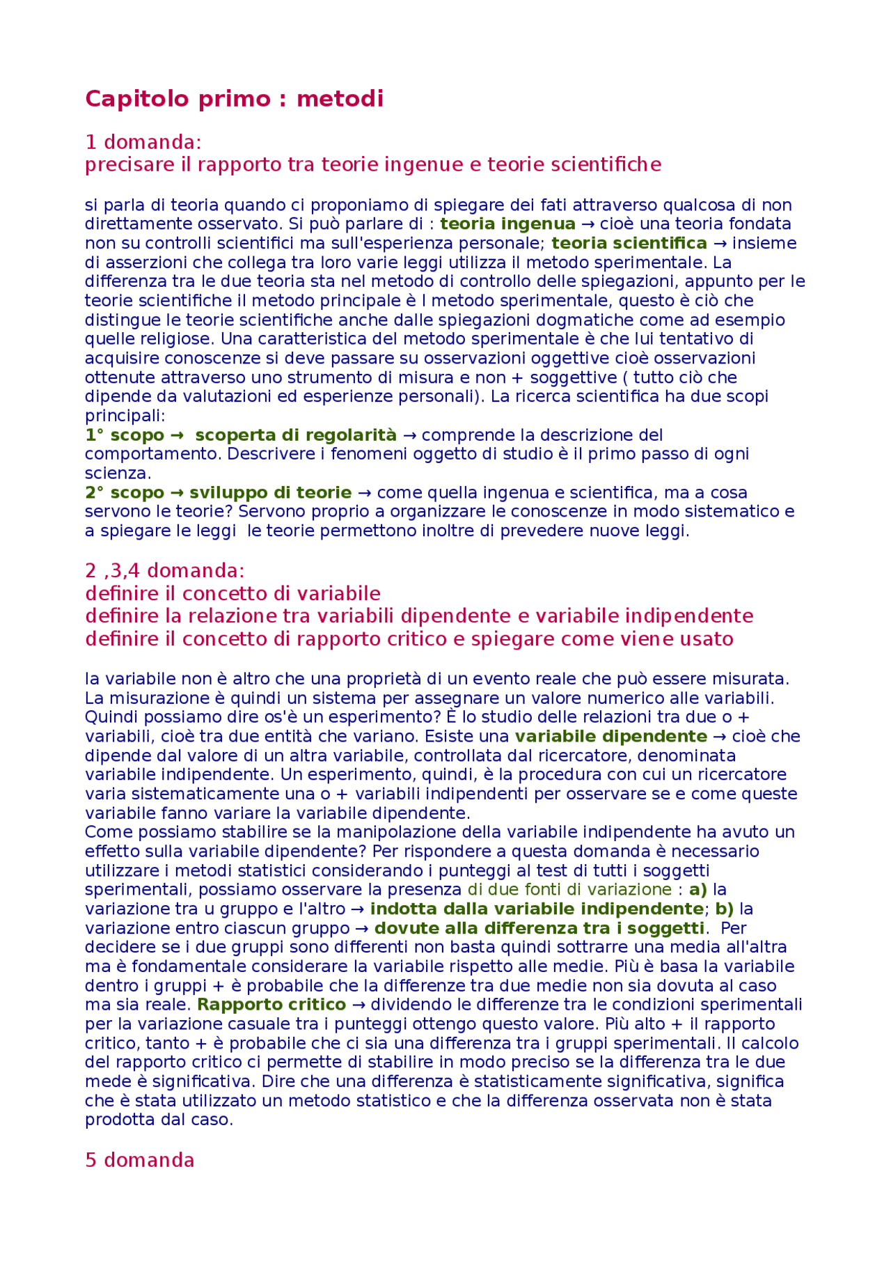 Cognitiva Riassunto Cherubini Docsity