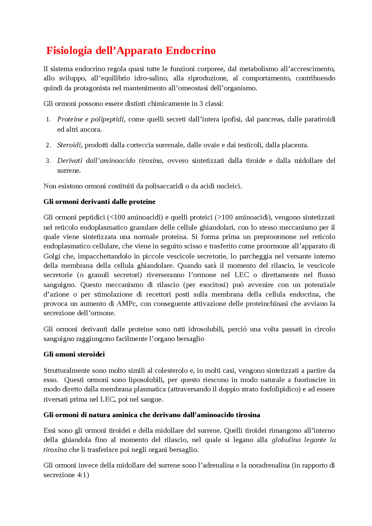 Fisiologia Endocrina Docsity