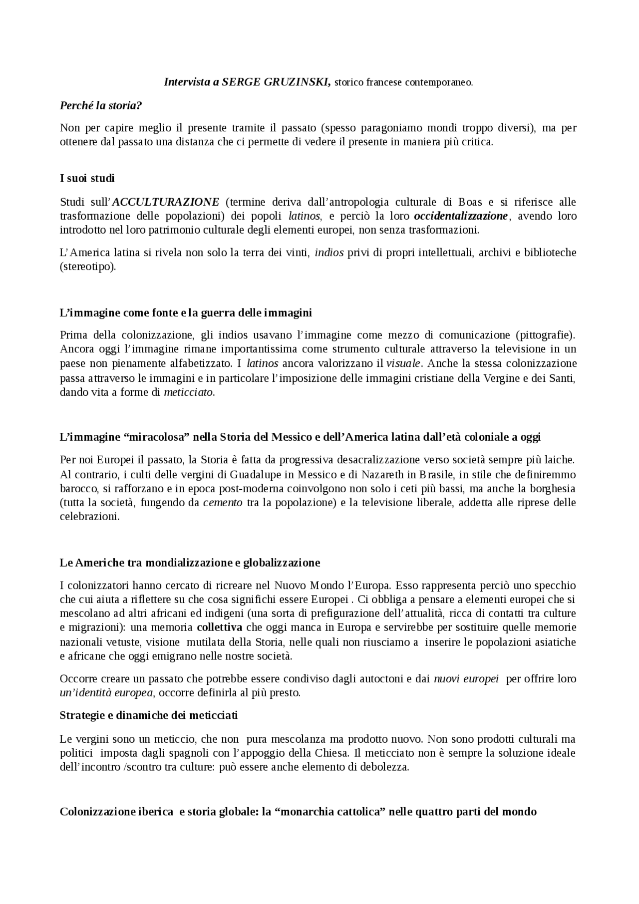 Intervista A Serge Gruzinski Docsity