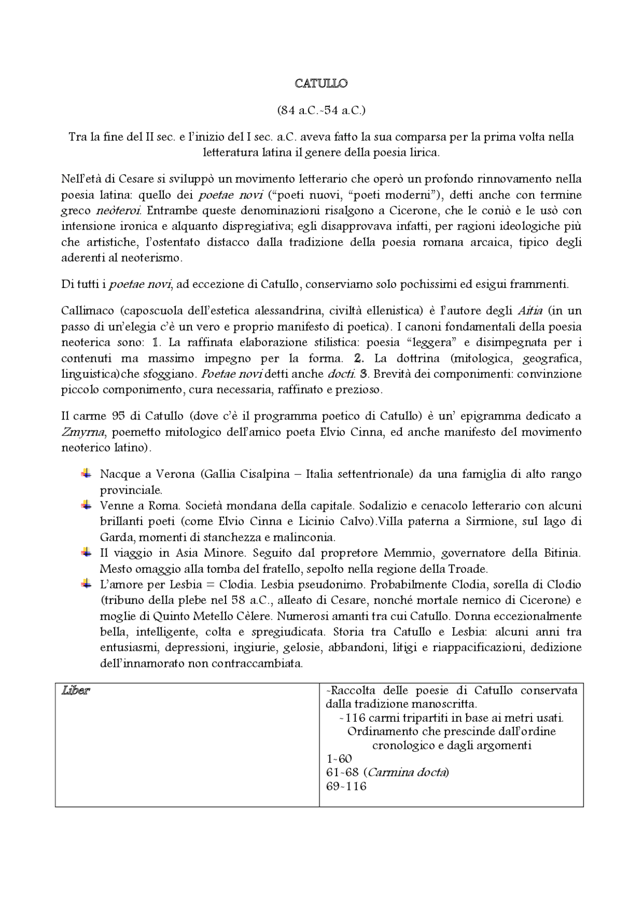 Riassunto Catullo Carme 72 E Carme 85 Docsity