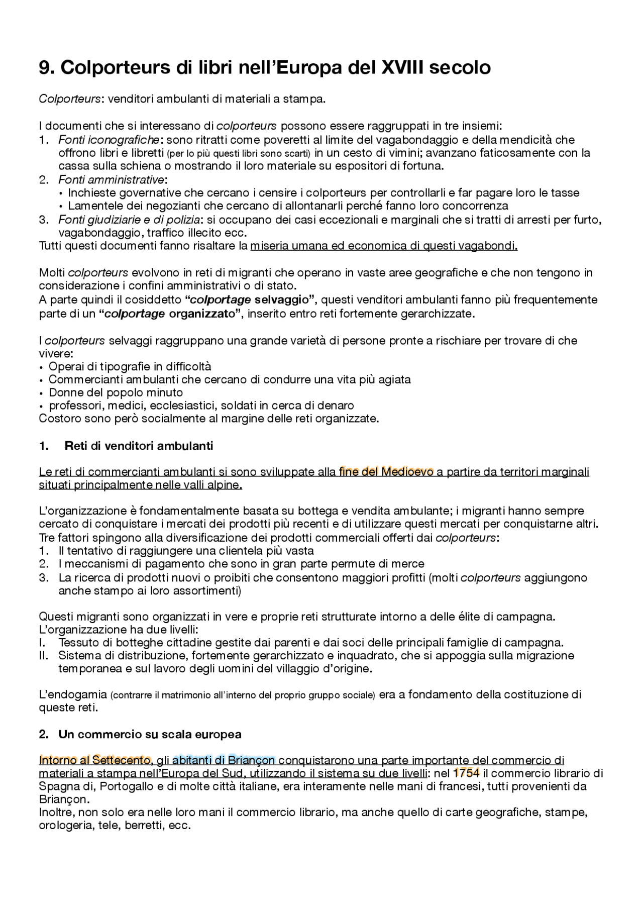 Letture storia economia della cultura (secondo modulo) - Docsity