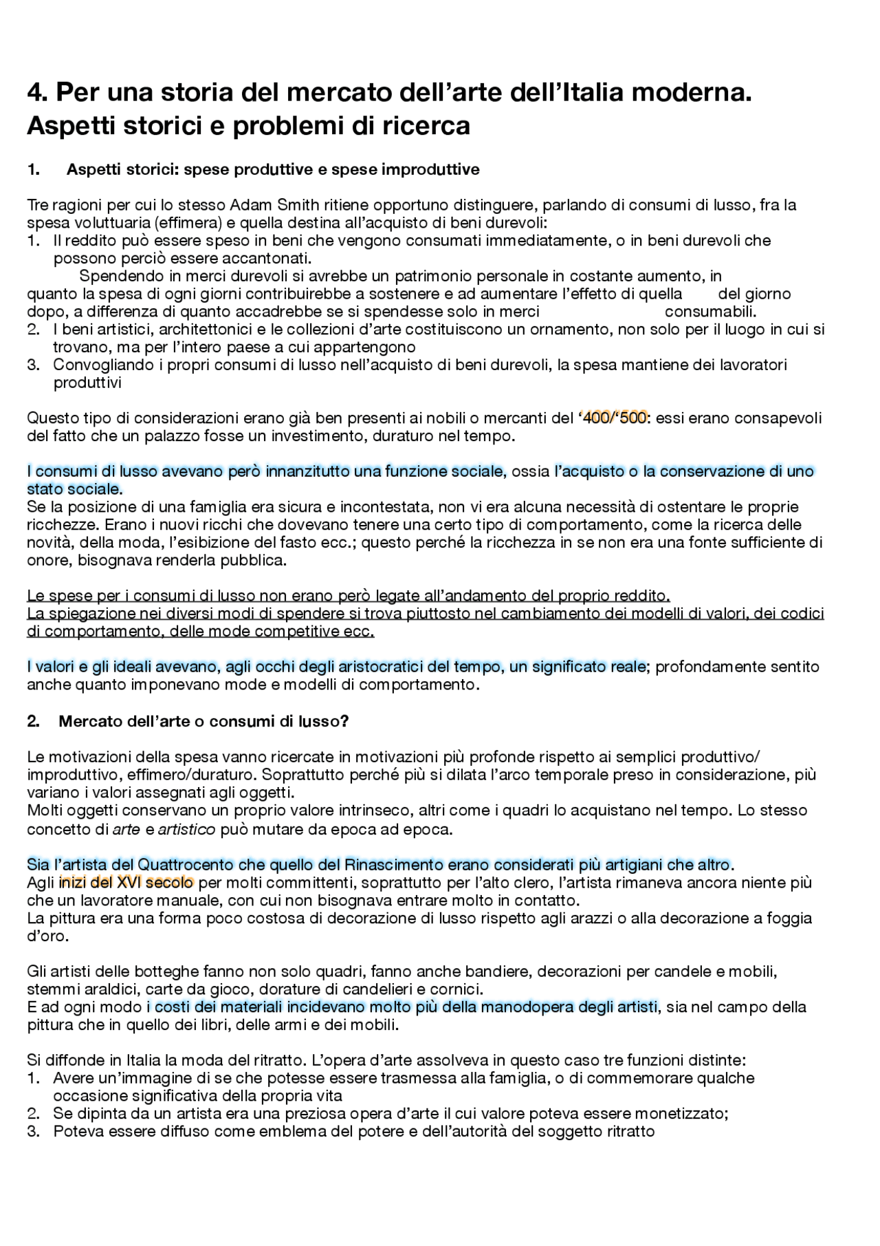 Letture storia economia della cultura (secondo modulo) - Docsity