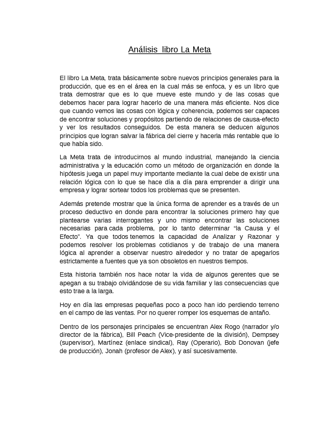 Libro la meta resumido - Docsity