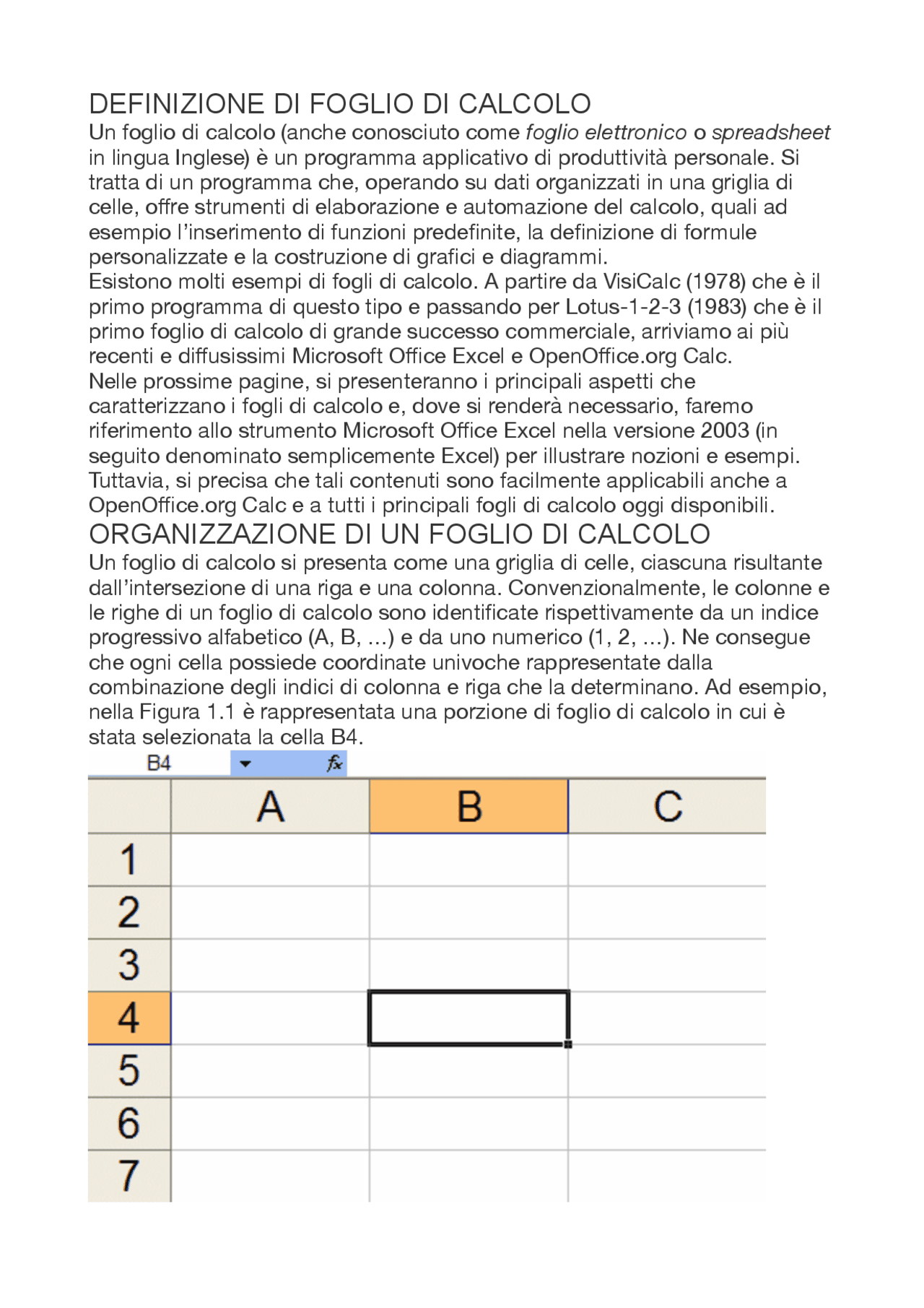 Excel Fogli Di Calcolo Docsity