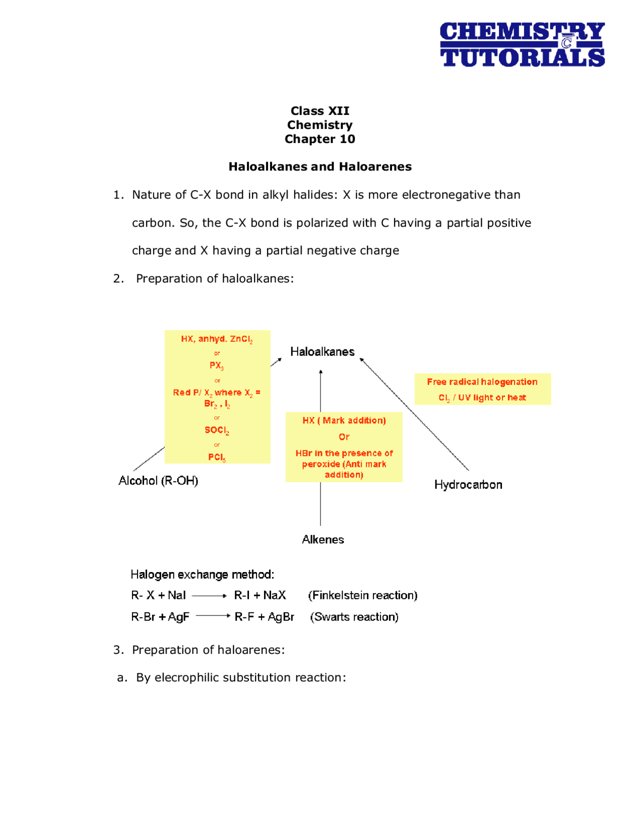 Haloalkanes and haloarenes notes class 12 | Study Guides, Projects ...