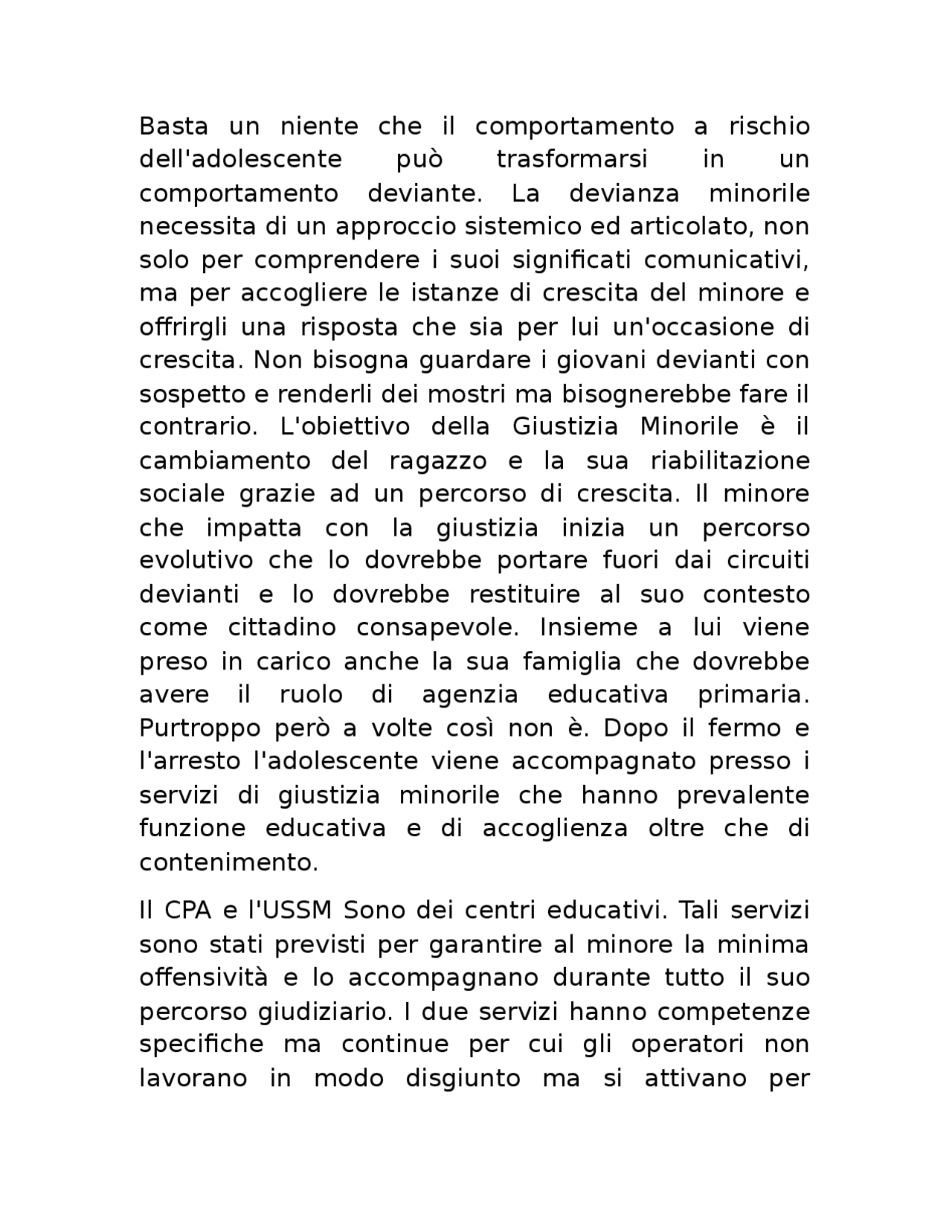 Cpa E Ussm Appunti Pedagogia Della Devianza Appunti Di Pedagogia