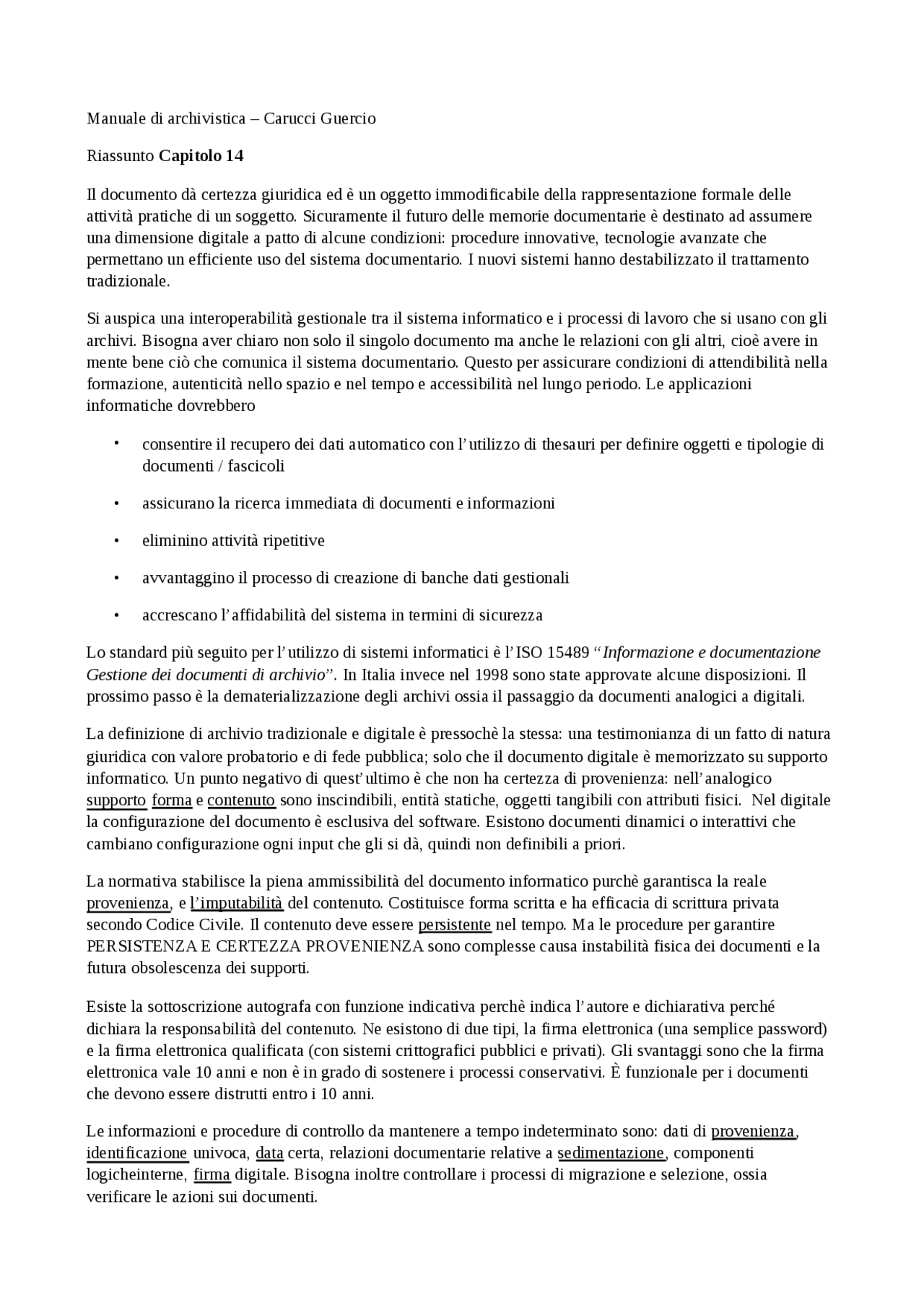 Manuale Di Archivistica Carucci Riassunto Capitolo 14 Docsity