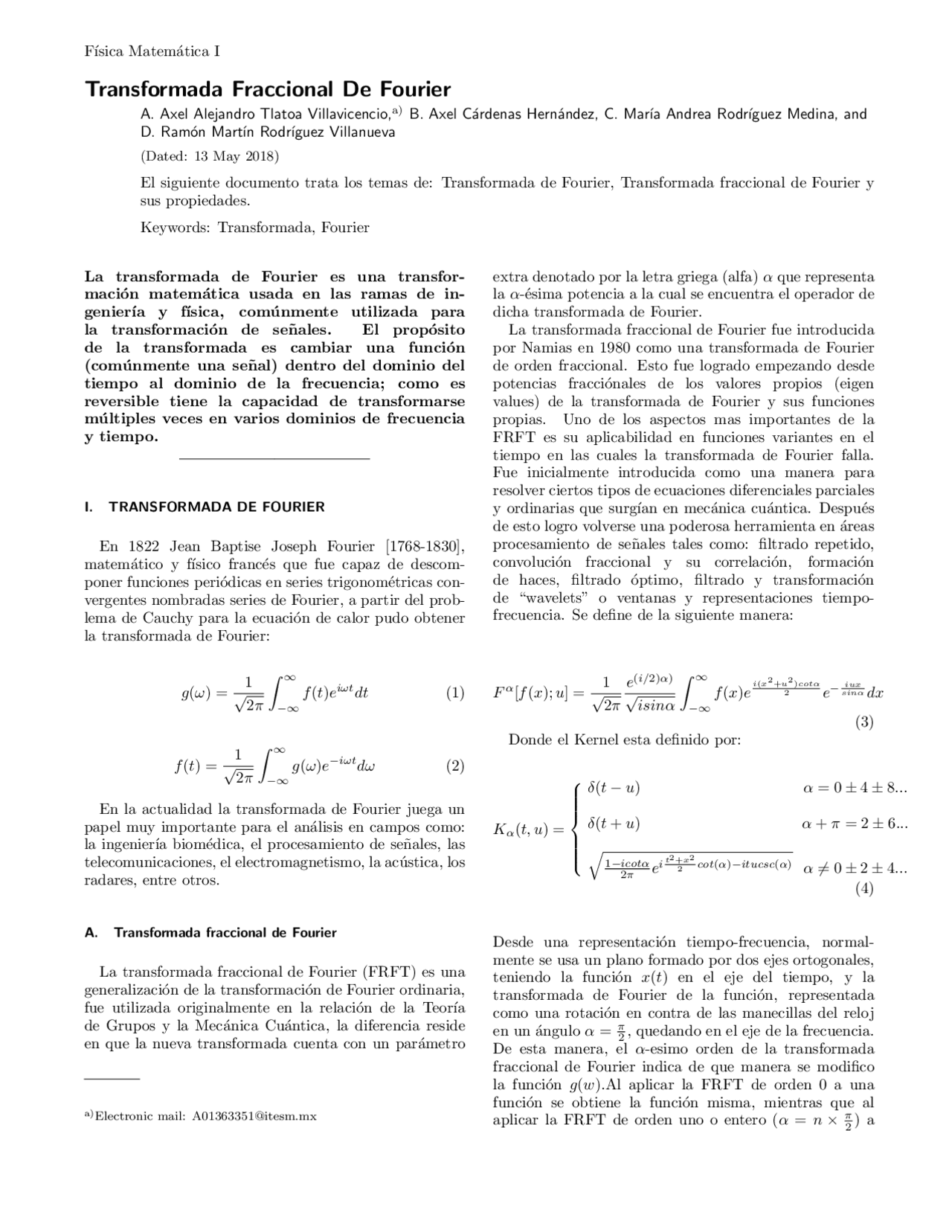 Transformada Fraccional de Fourier - Docsity