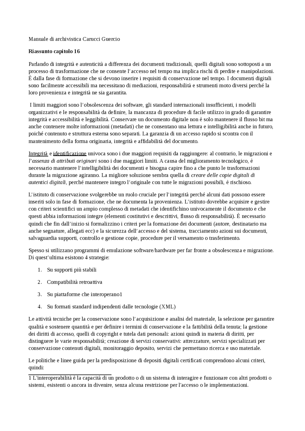 Manuale Di Archivistica Carucci Riassunto Capitolo 16 Docsity