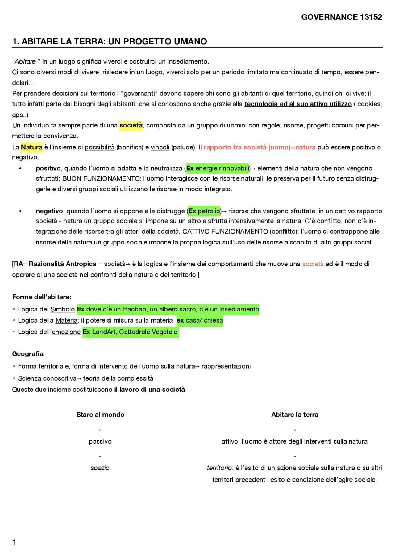 Governance Territoriale E Partecipazione Docsity