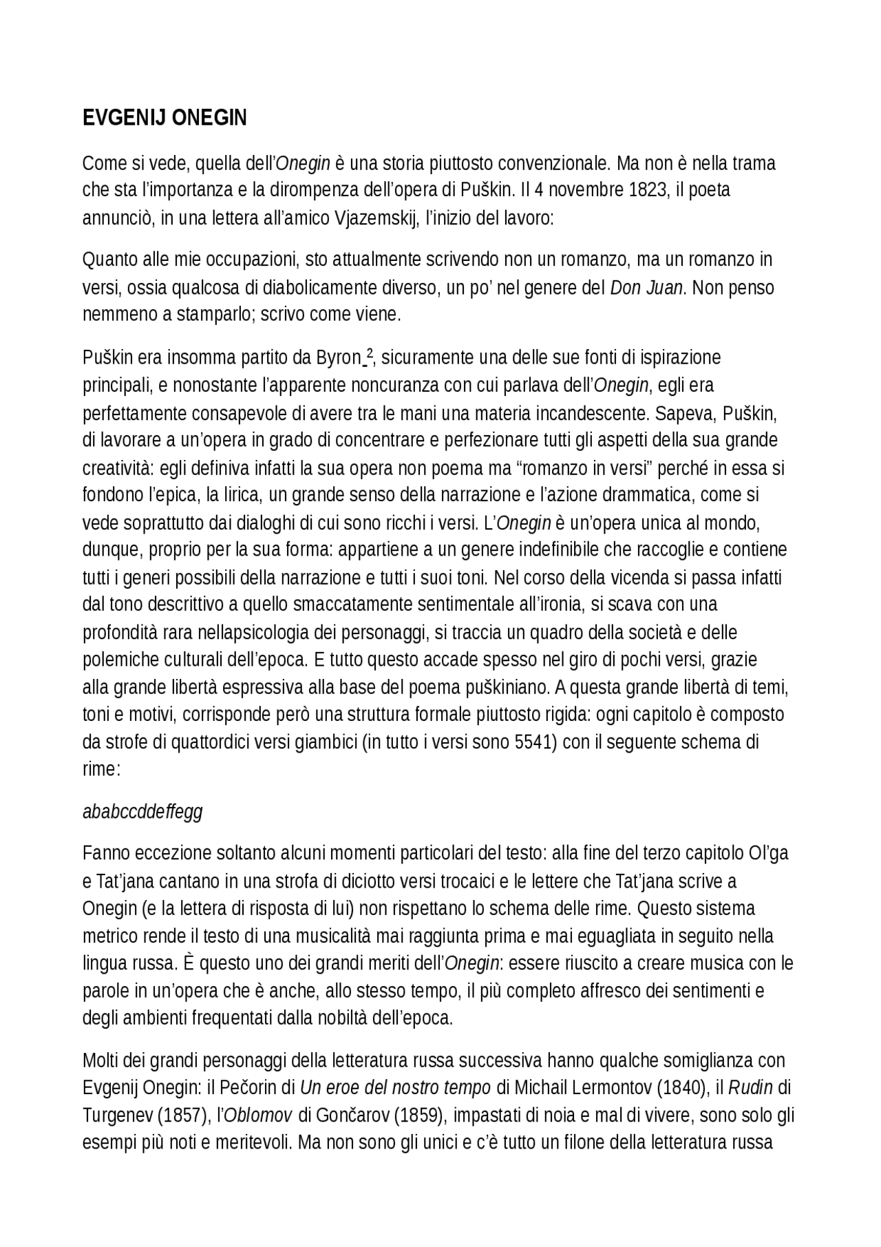 Letteratura Russa Romanzi Principali Docsity
