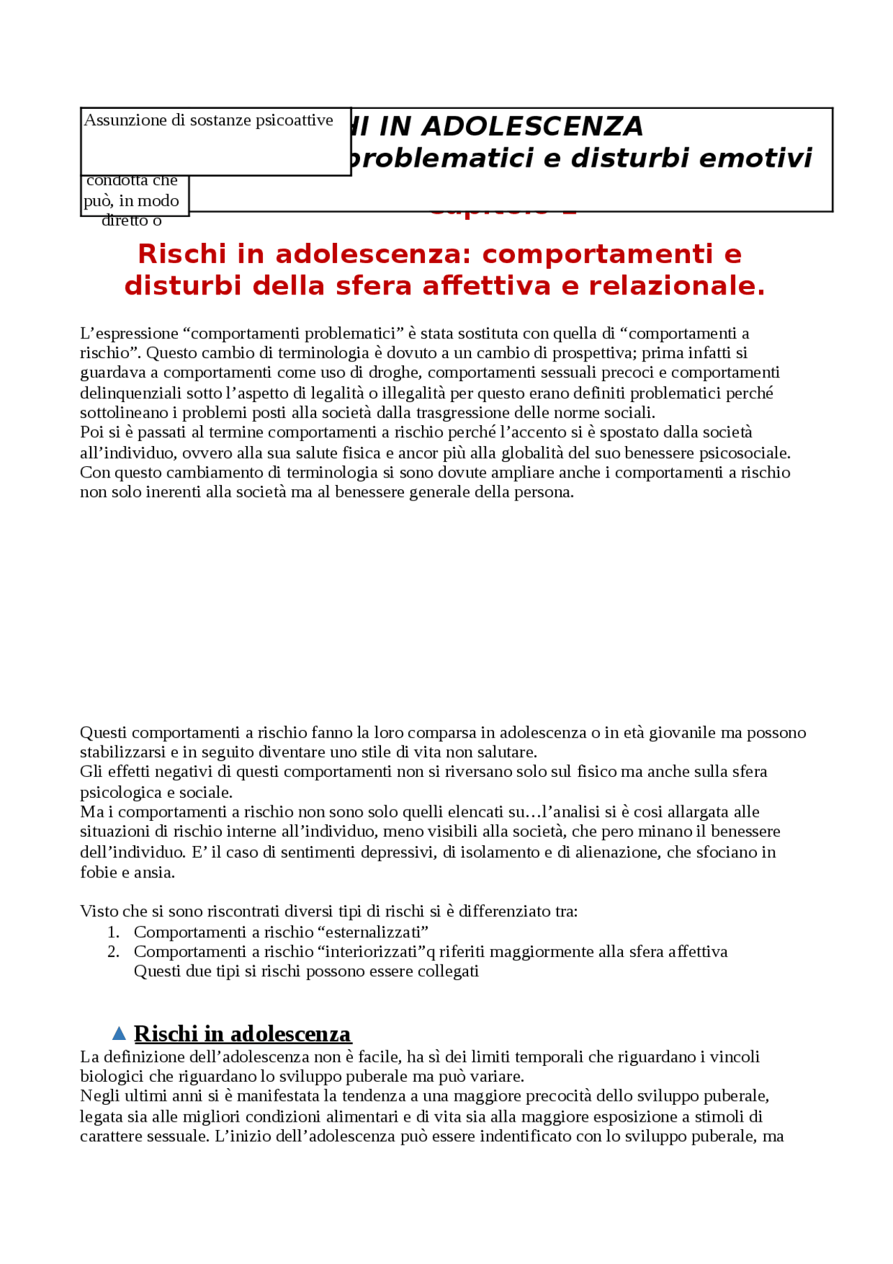 Rischi In Adolescenza Docsity