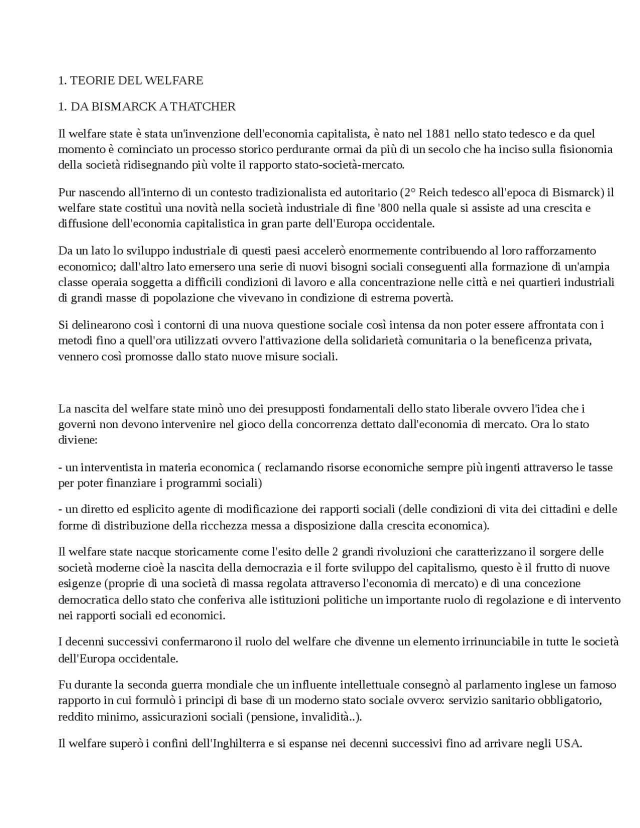Le Politiche Di Welfare Docsity