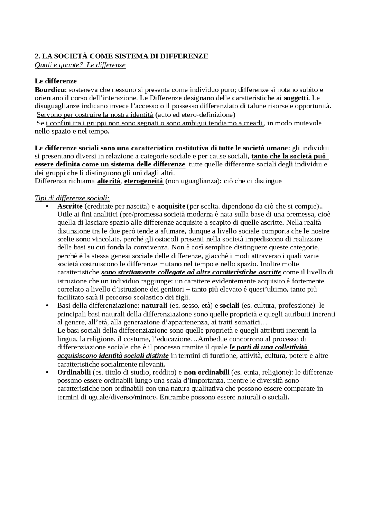 Sociologia Delle Differenze Appunti Lezioni Docsity