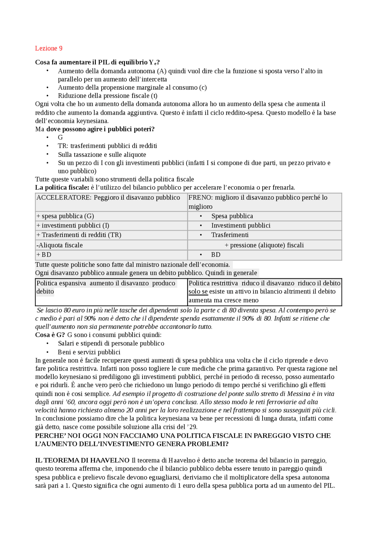 Riassunto Macroeconomia Docsity