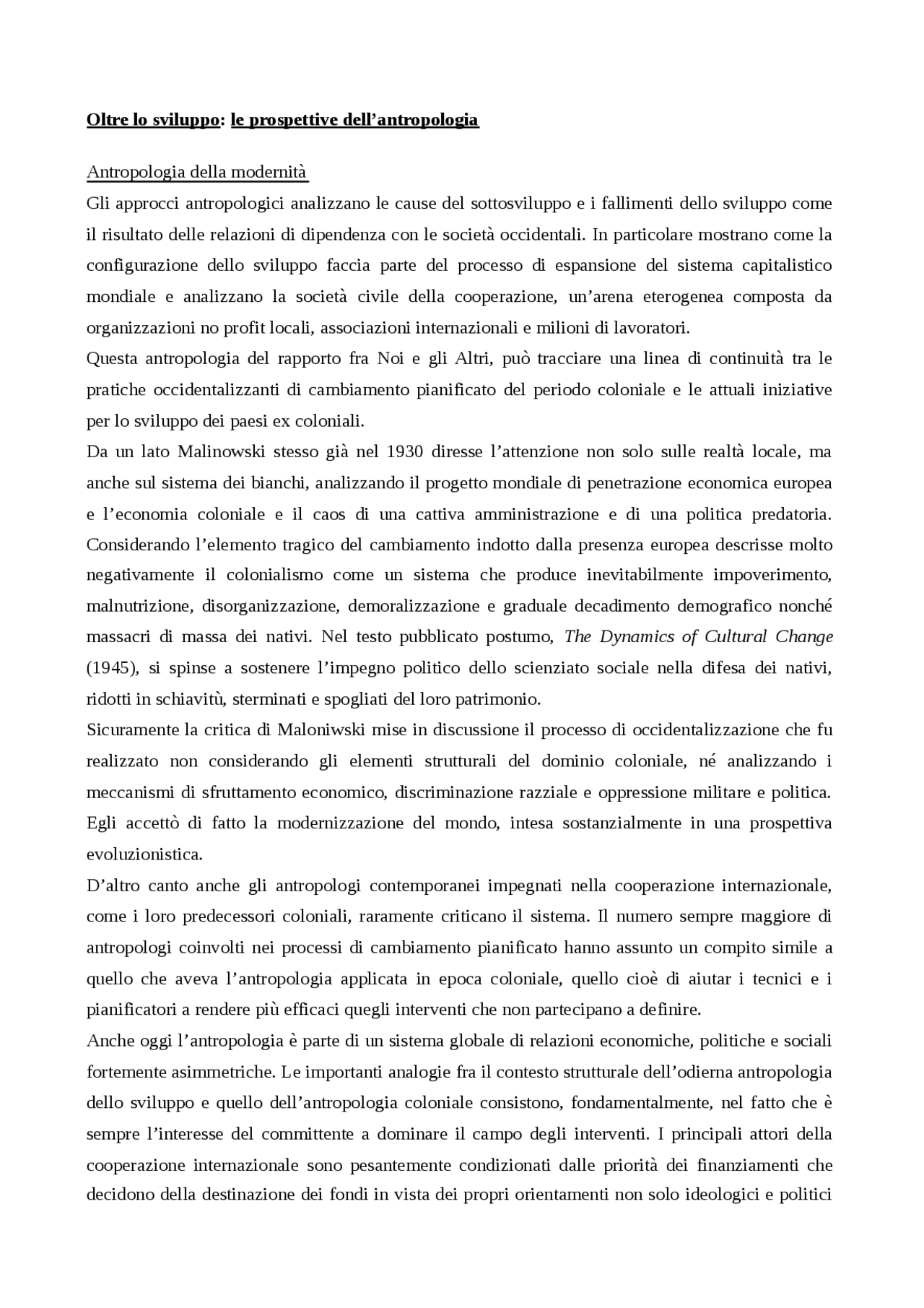 Oltre Lo Sviluppo Malighetti Riassuntodocx Docsity