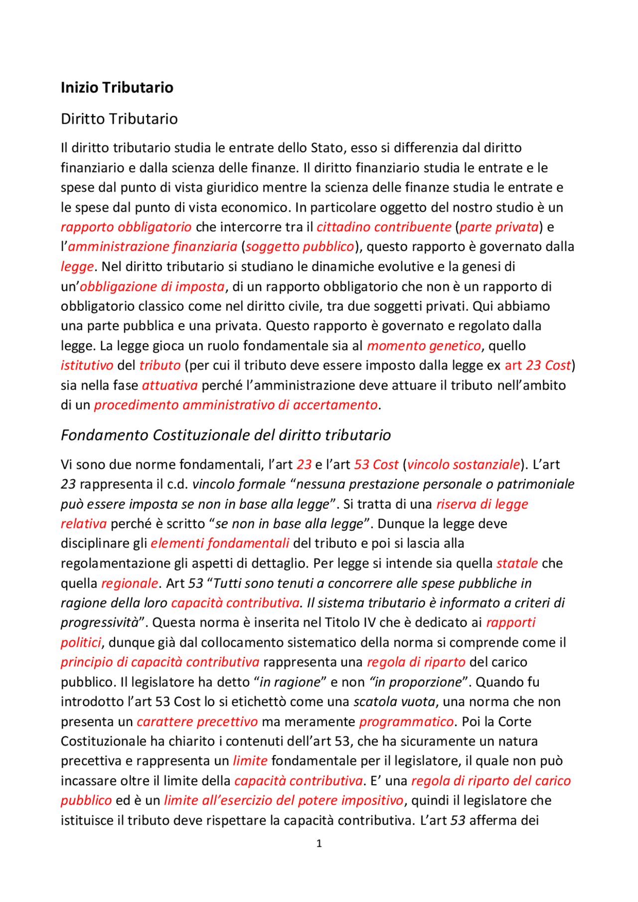 Lezione Diritto Tributario Docsity