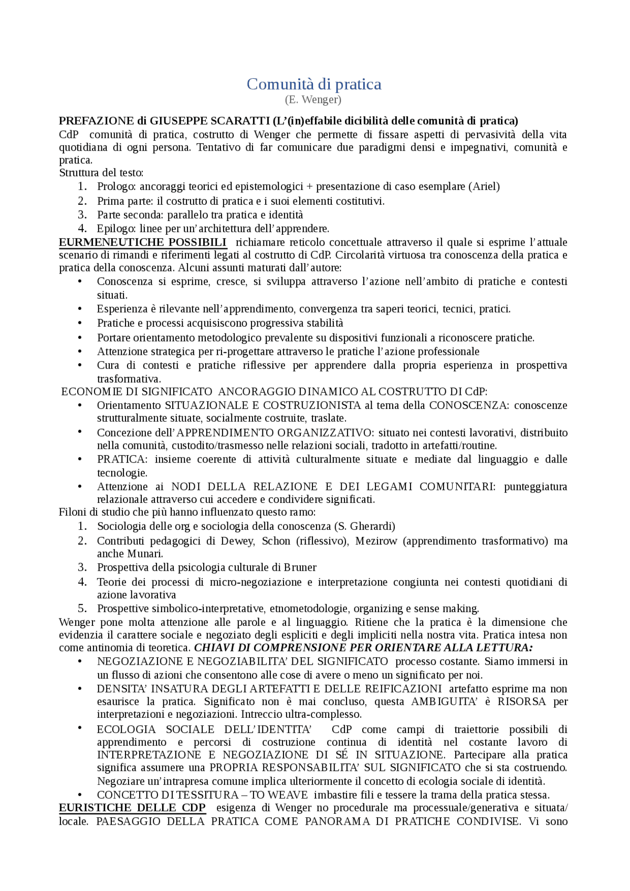Comunità Di Pratica E Wenger Docsity