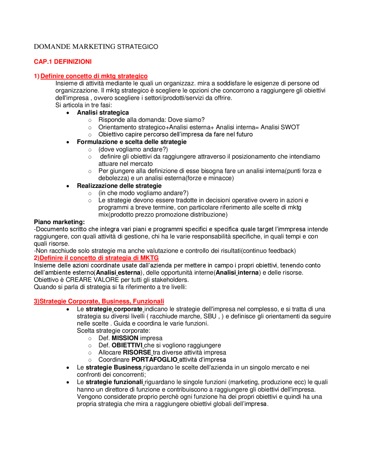 Risposte Domande Marketing Strategico Docsity
