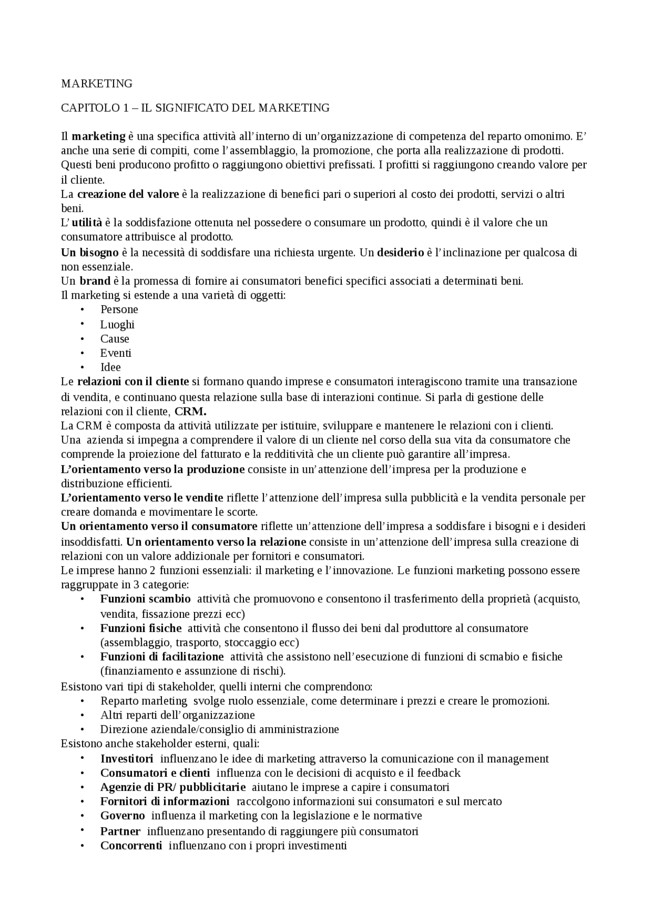 Significato del marketing - Docsity