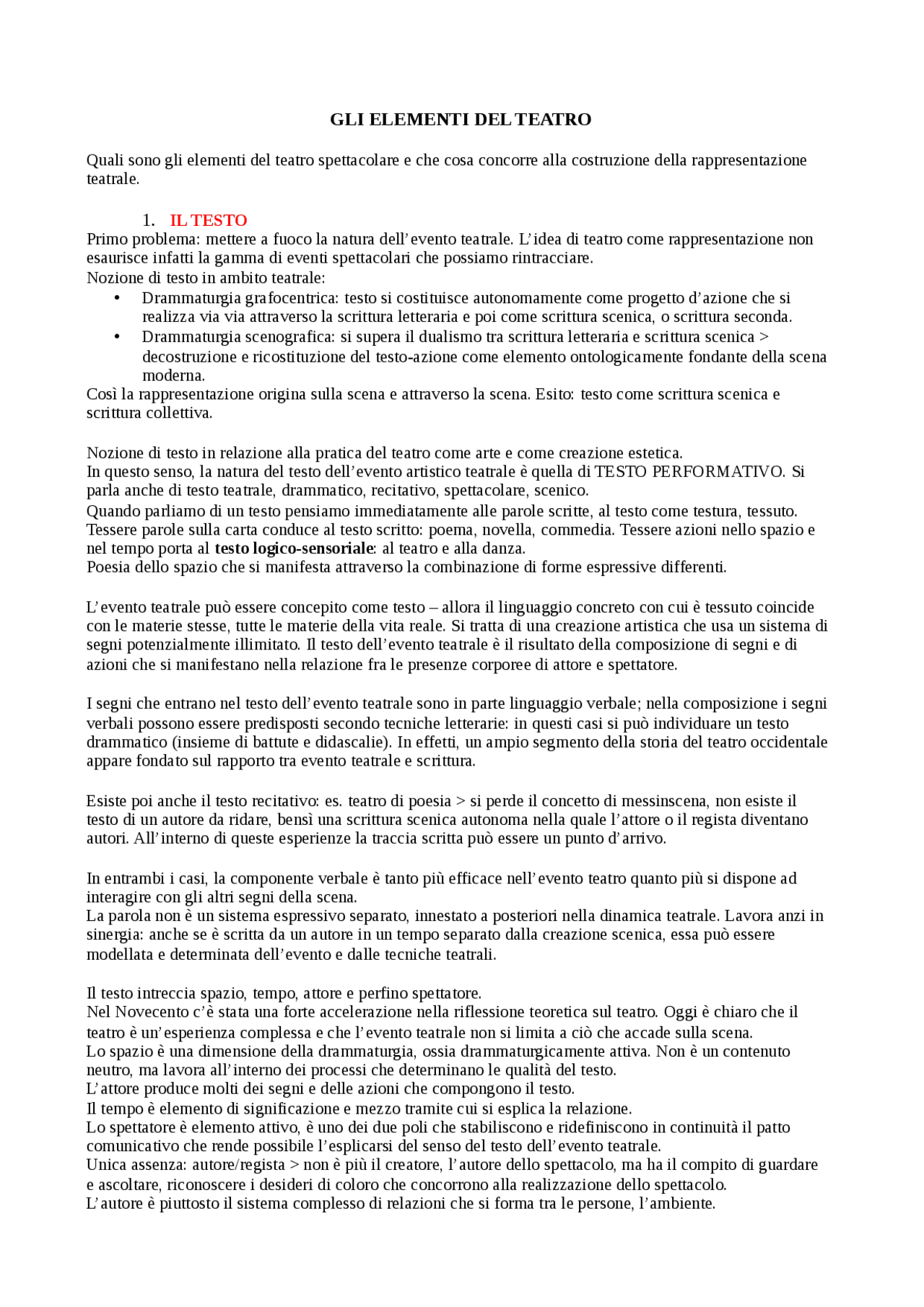 Ingresso A Teatro Riassunto Docsity