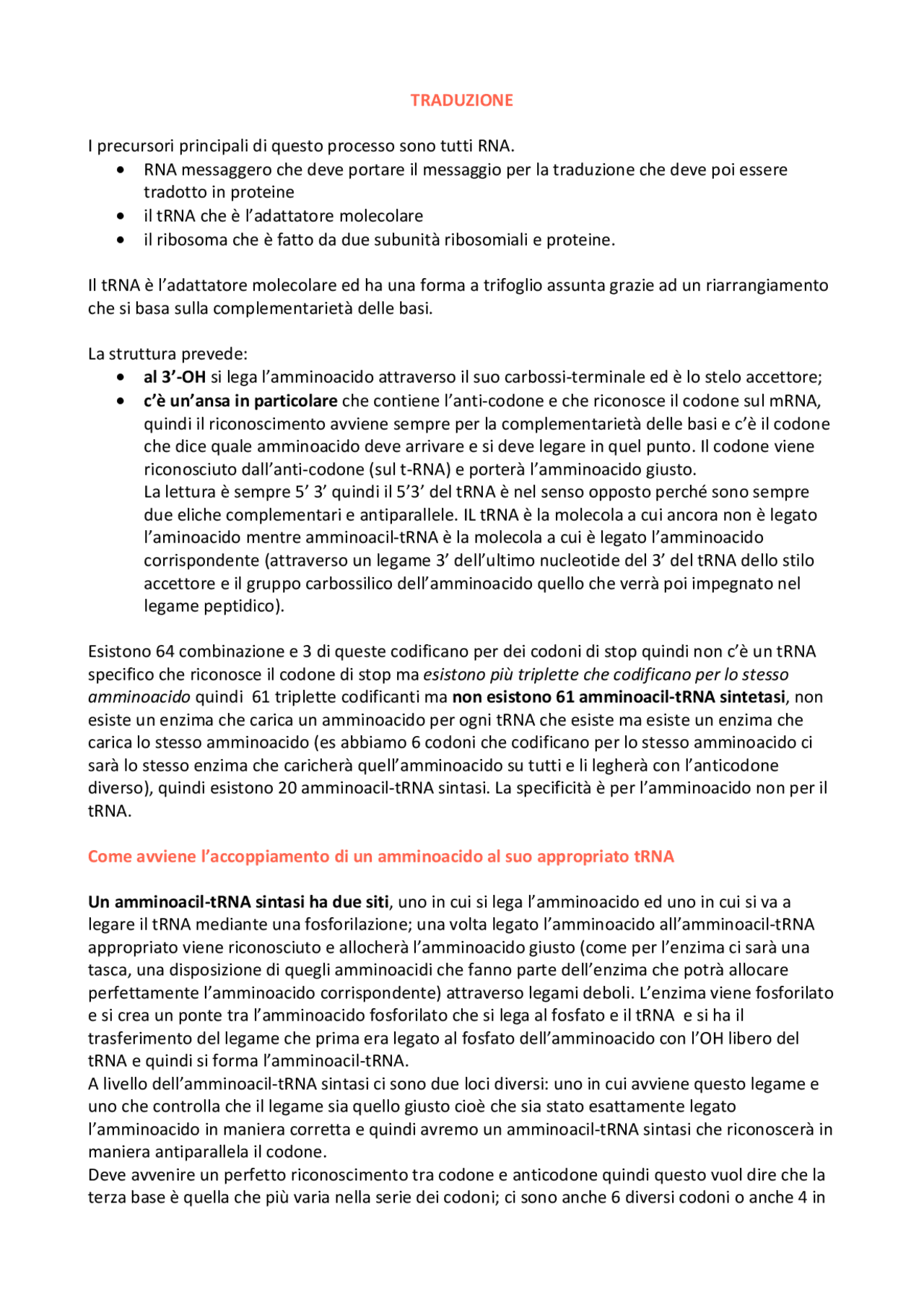 Traduzione Nei Procarioti Ed Eucarioti Docsity