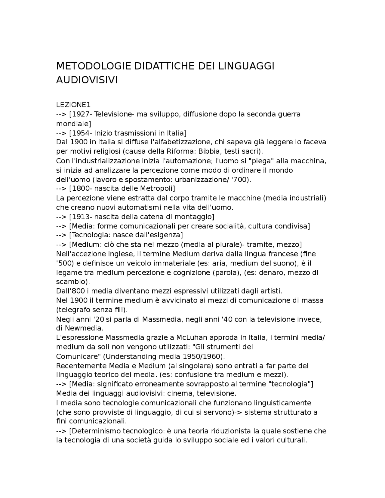 Metodologie Didattiche Dei Linguaggi Audiovisivi Docsity
