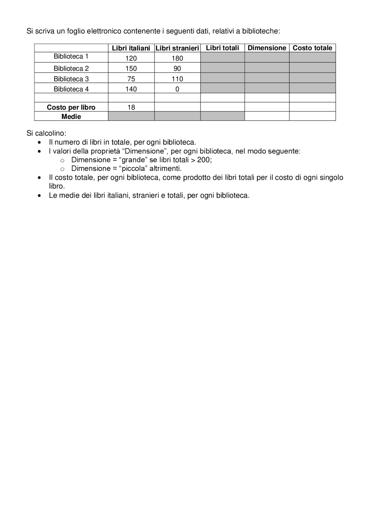 Esercizi Di Informatica Docsity