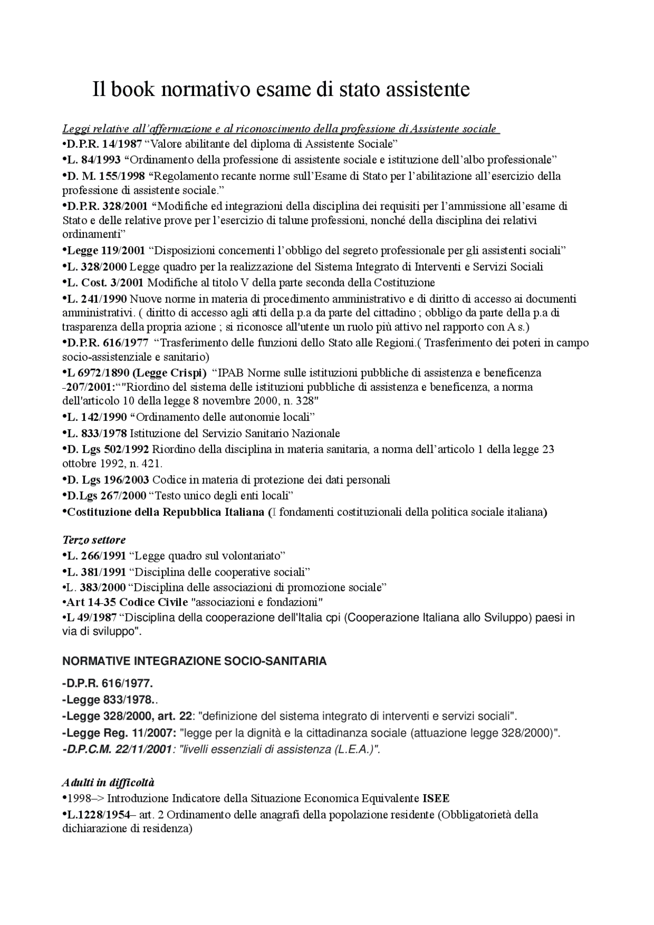 Esame Di Stato Assistente Sociale Docsity