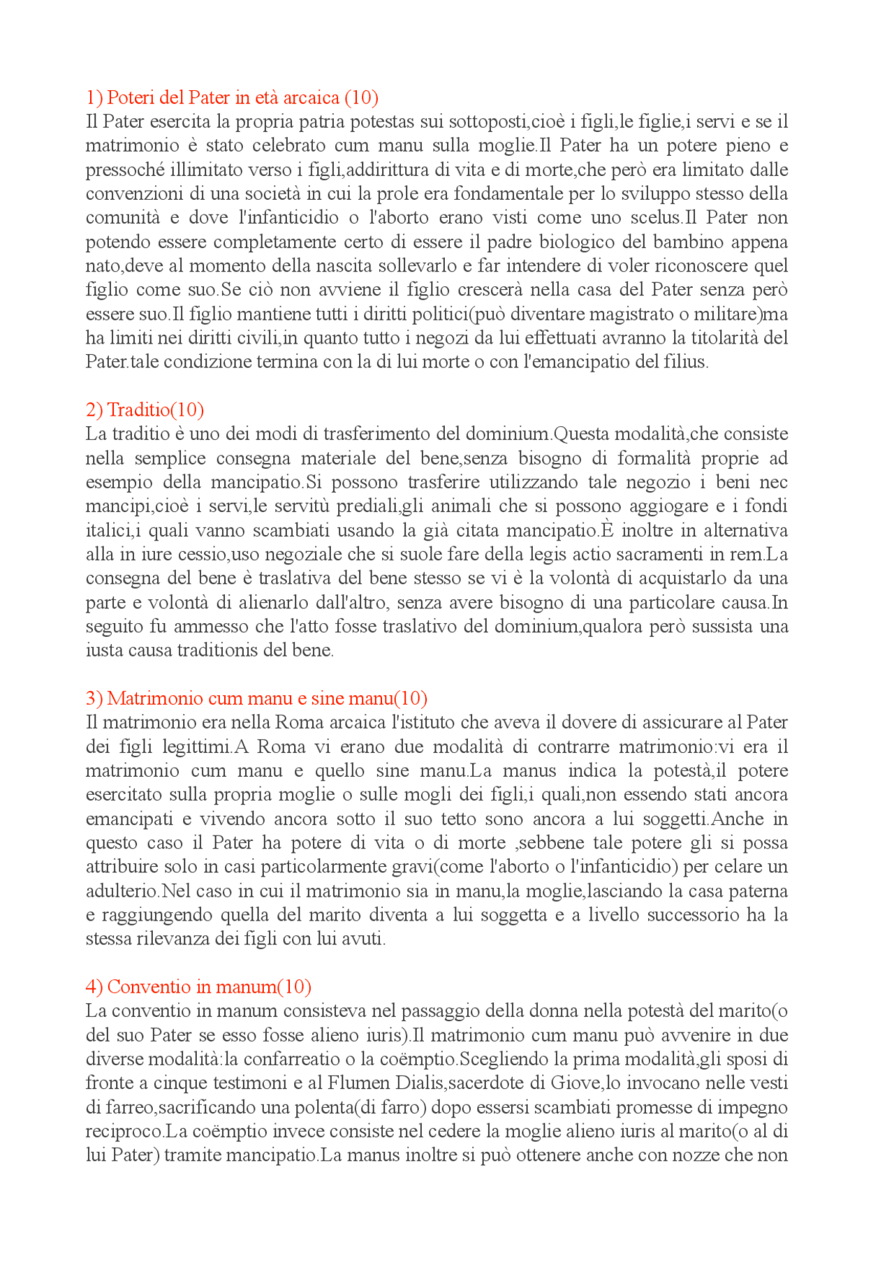 Domande E Risposte Di Esame Di Diritto Romano Docsity